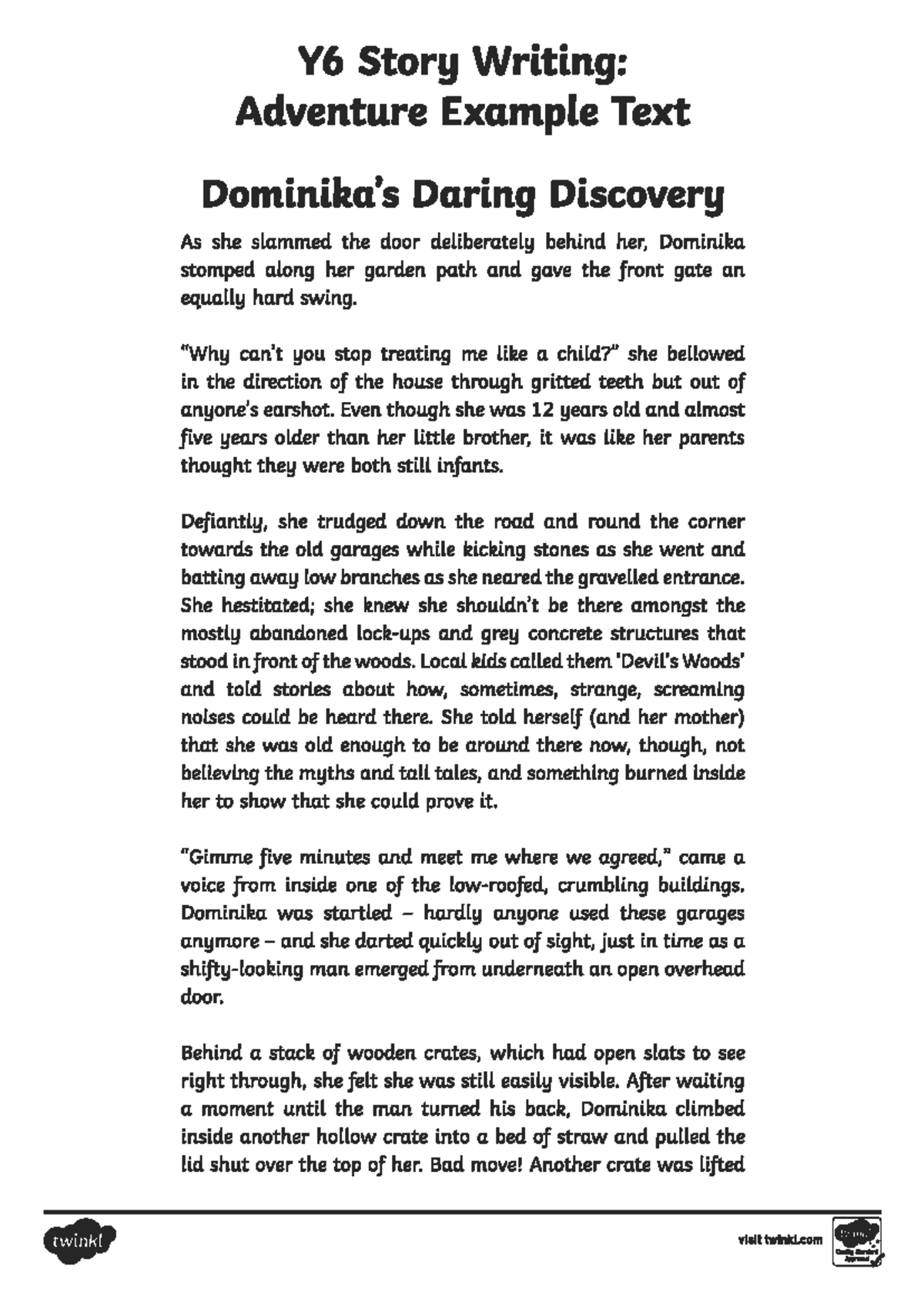 Shahnor - william shakespeare - Y6 Story Writing: Adventure Example ...