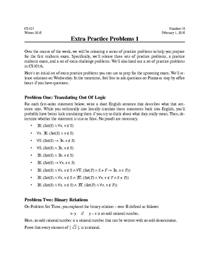 CS103 notes - Lecture 1: 4/3/ - Key questions in cs - What problems can ...