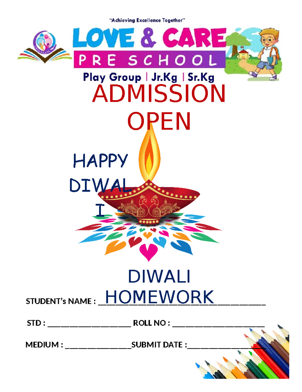 Std K.G diwali work - xyz - DIWALI HOMEWORK HAPPY DIWAL I STUDENT’s ...