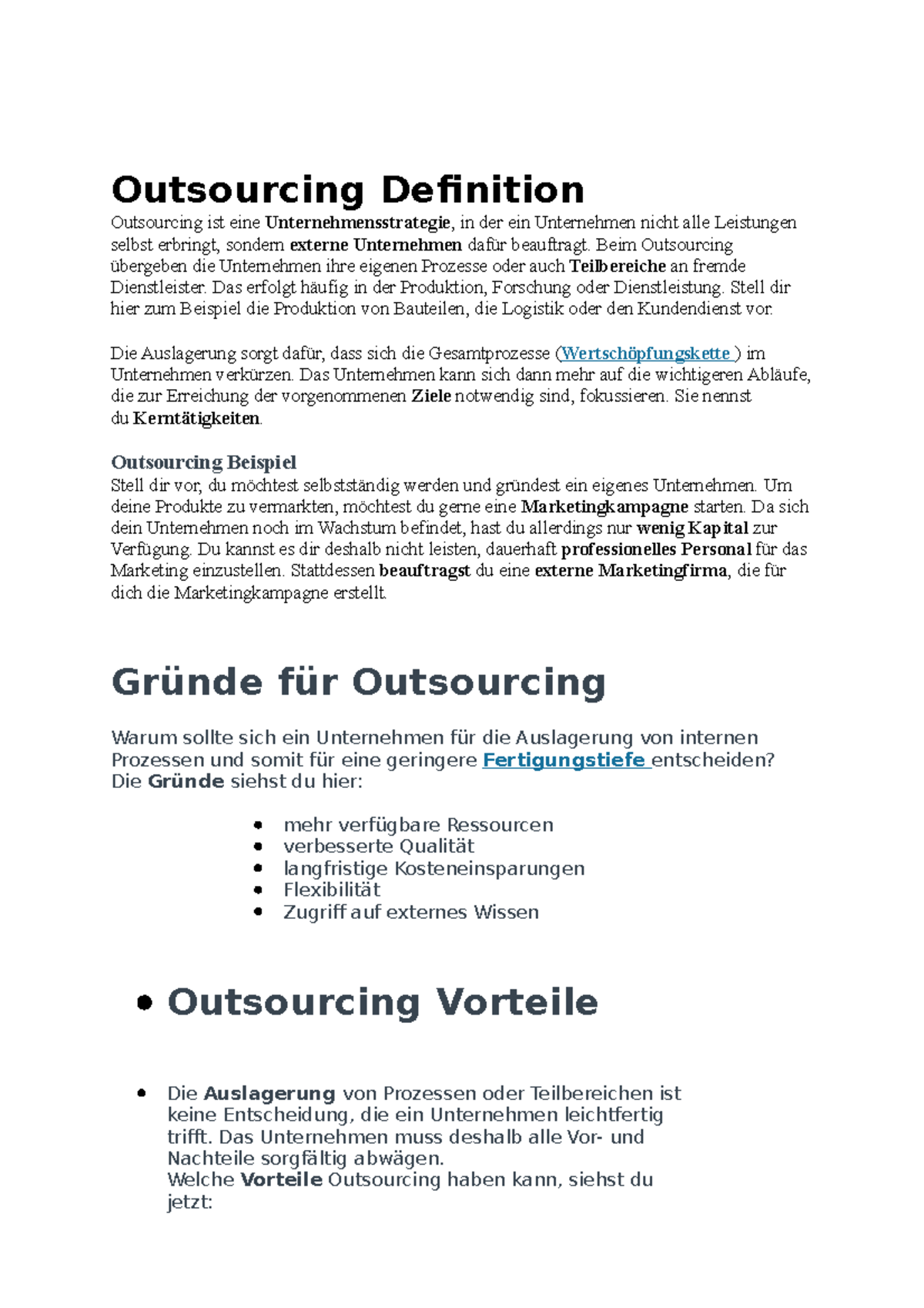 Outsourcing Definition Outsourcing ist eine - Outsourcing Definition ...