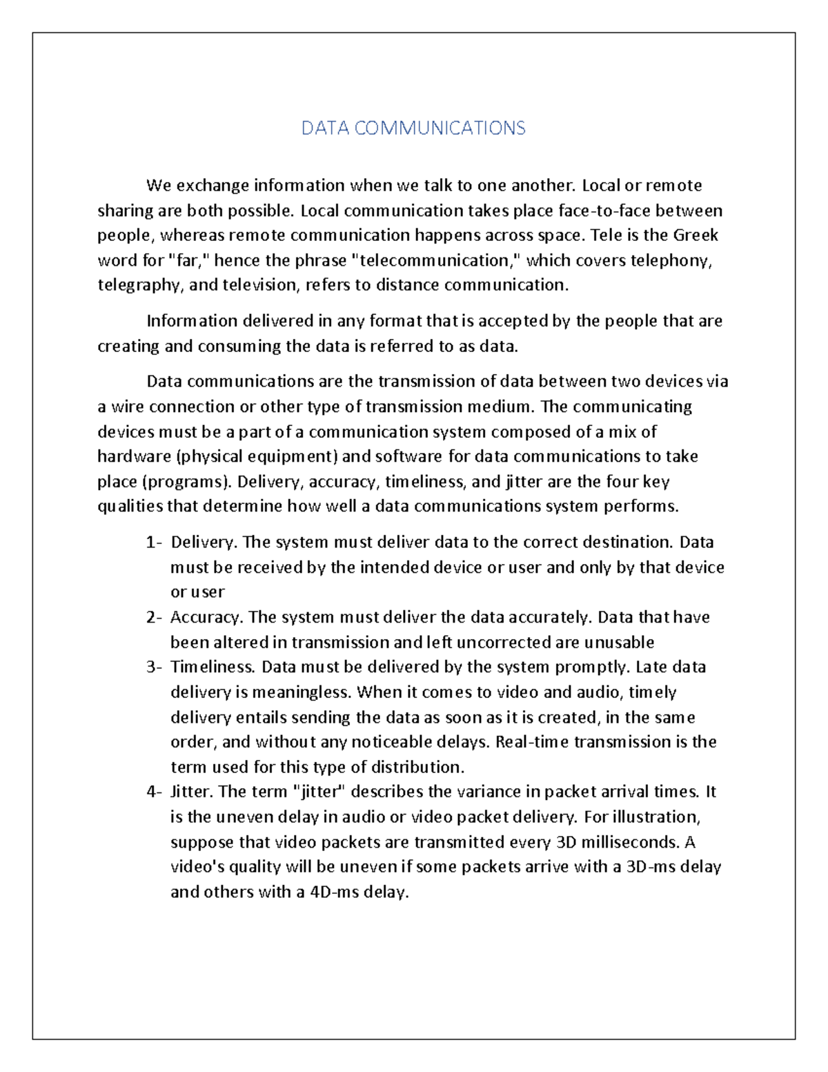 DATA Communications - DATA COMMUNICATIONS We exchange information when ...