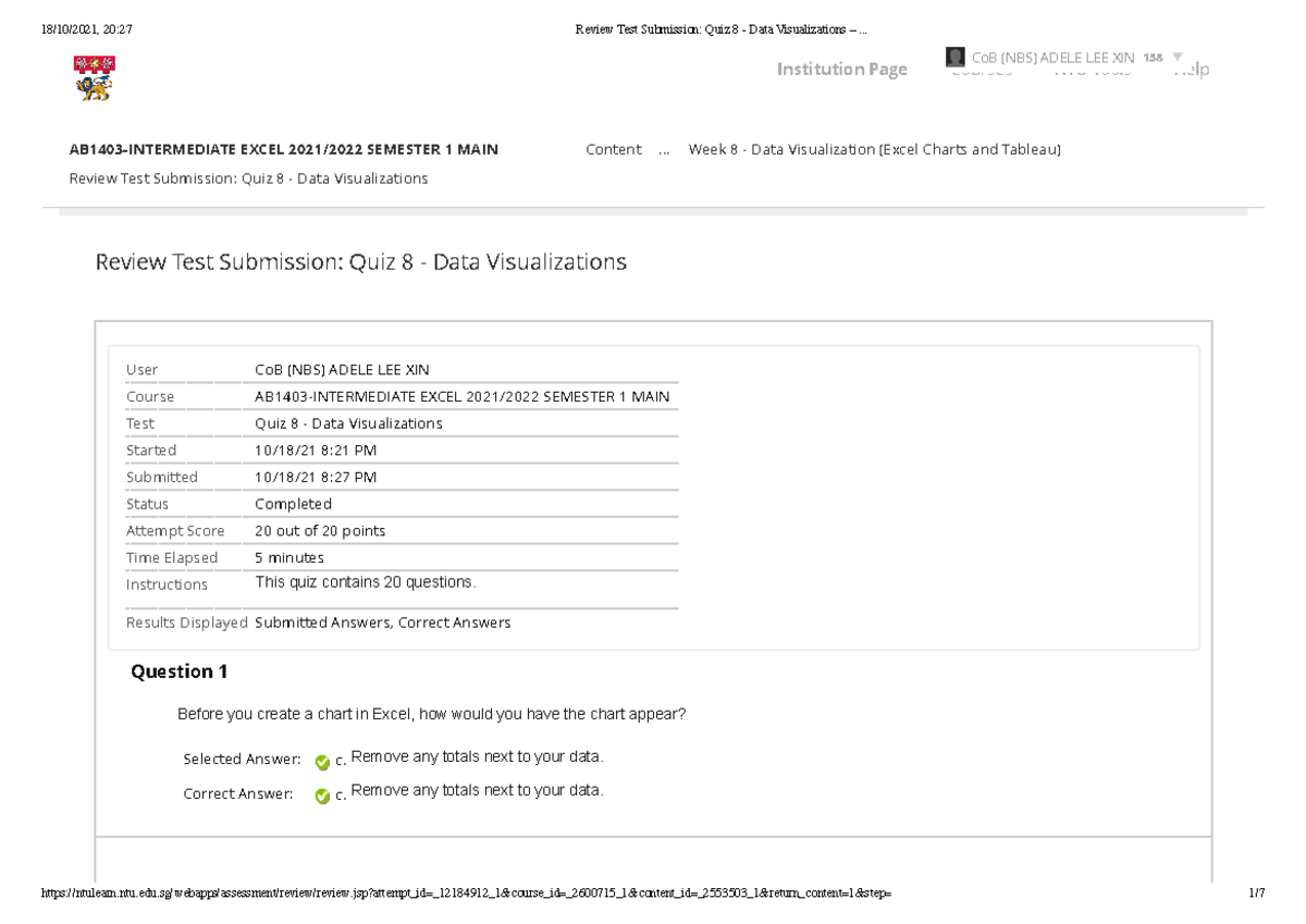 Week 8 Quiz - Answers to Week 8 Quiz - Review Test Submission: Quiz 8 ...