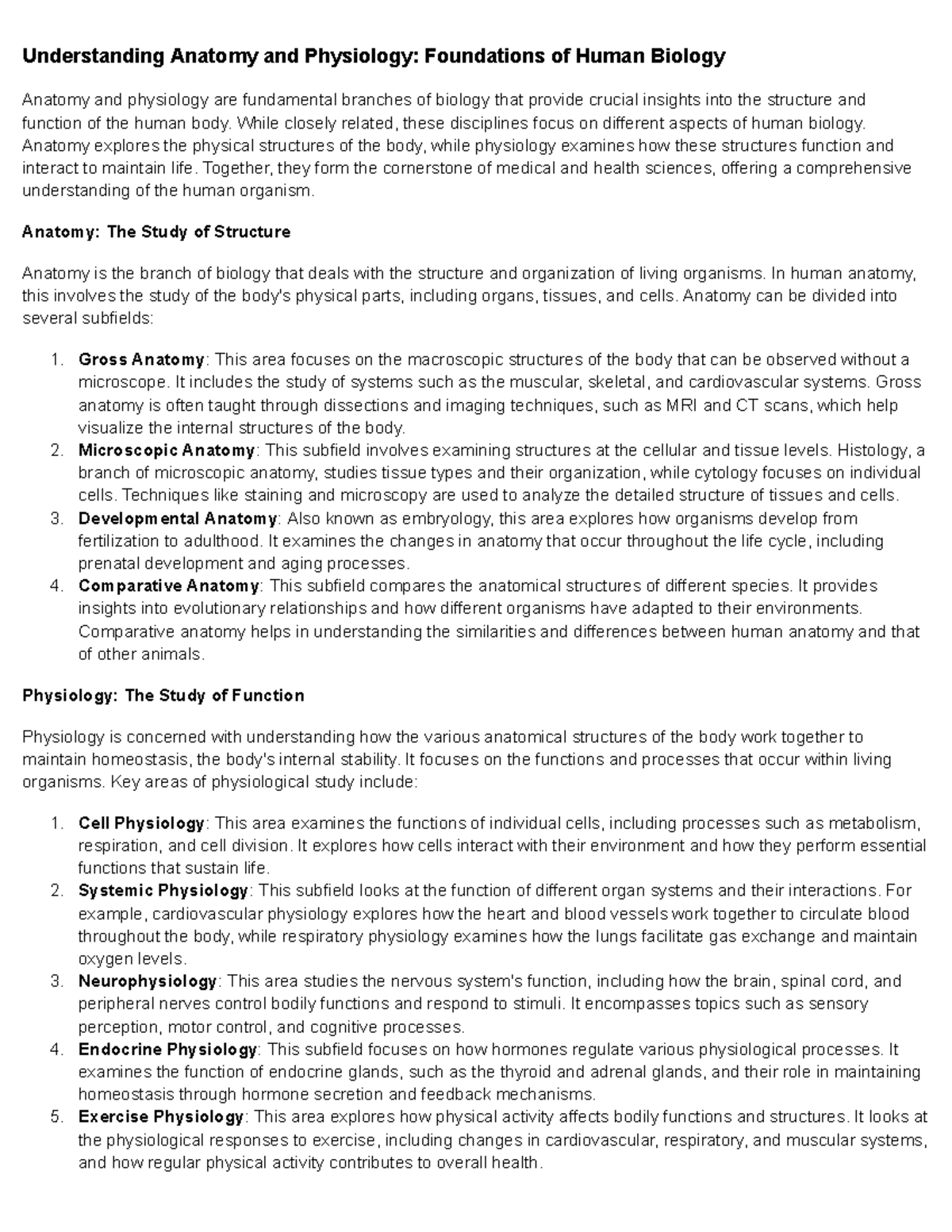 Understanding Anatomy and Physiology Foundations of Human Biology ...