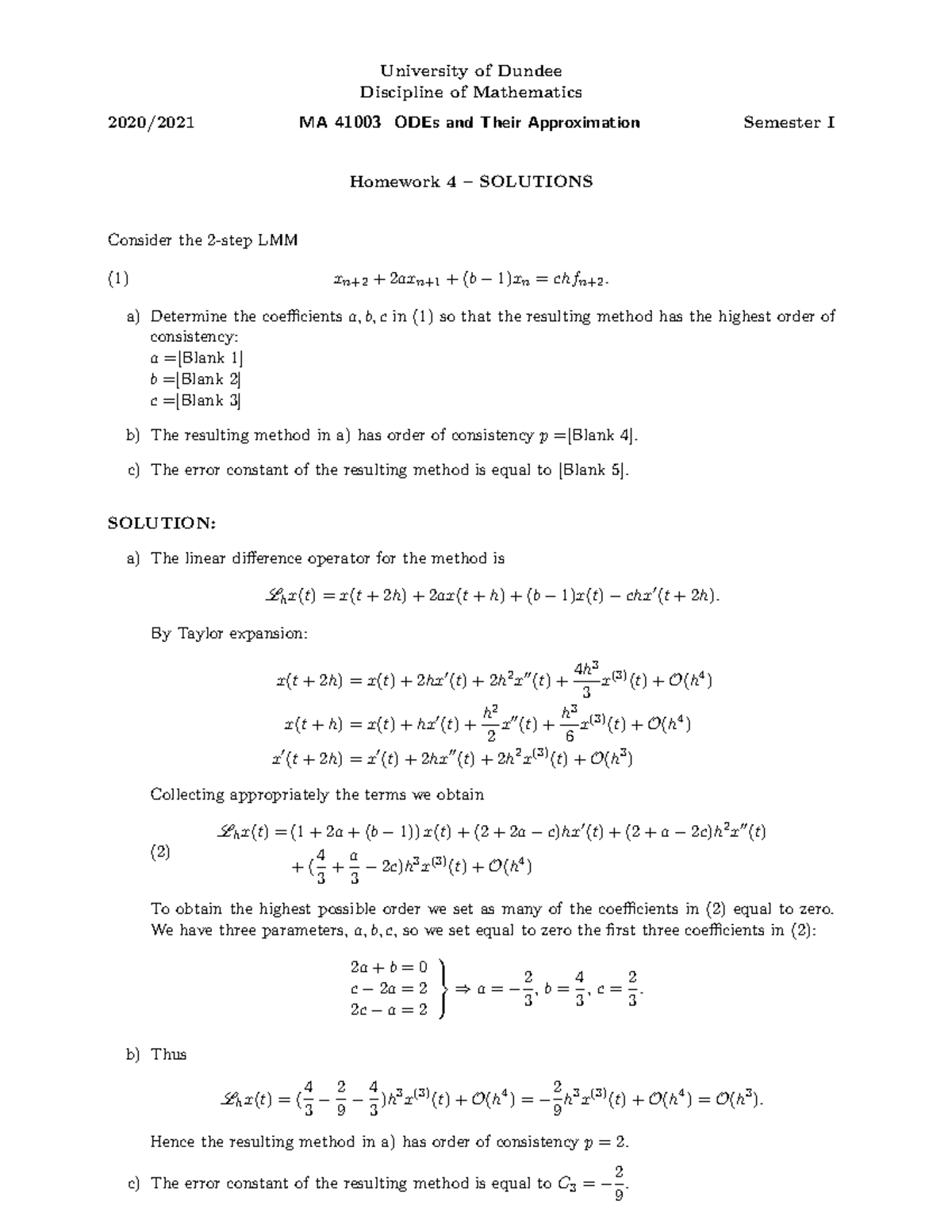 Homework 4 Solutions - University of Dundee Discipline of Mathematics ...