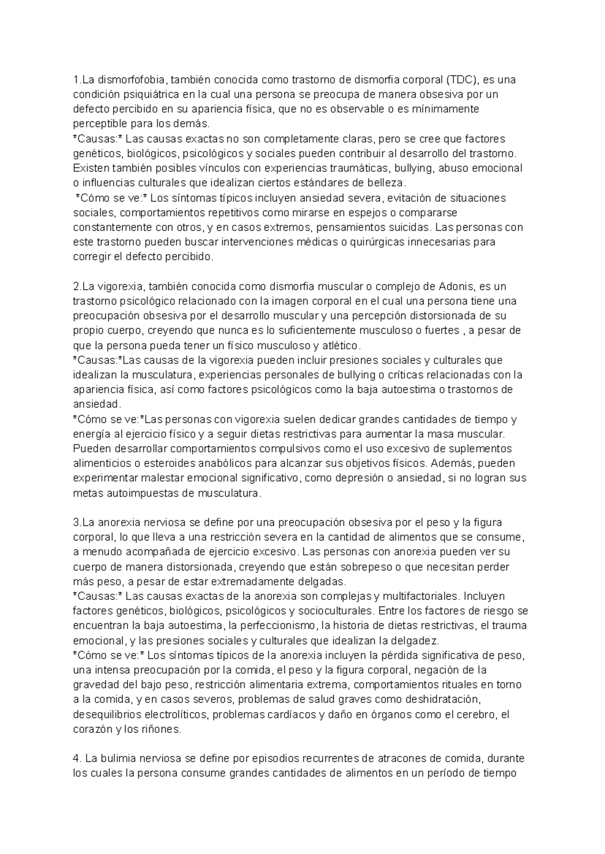 Psicología - 1 dismorfofobia, también conocida como trastorno de ...