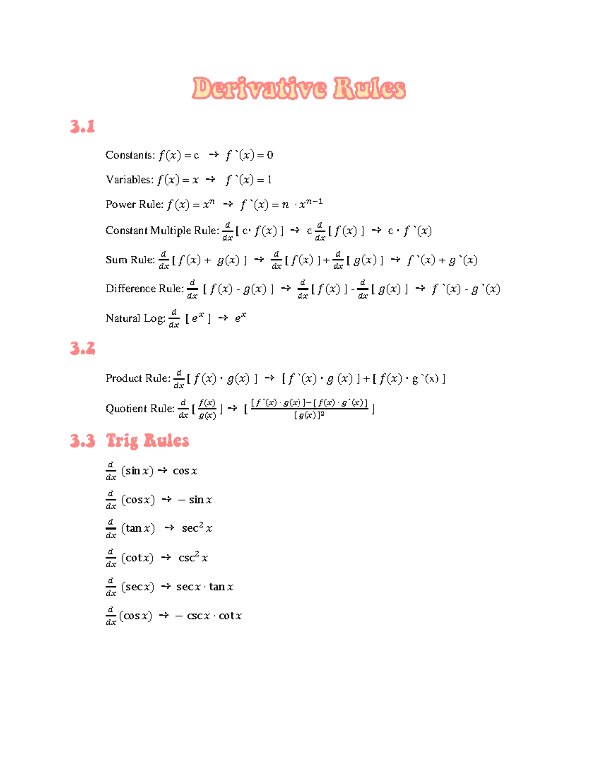 Calc chapter 3 rules - Warning: TT: undefined function: 32 3. Constants ...