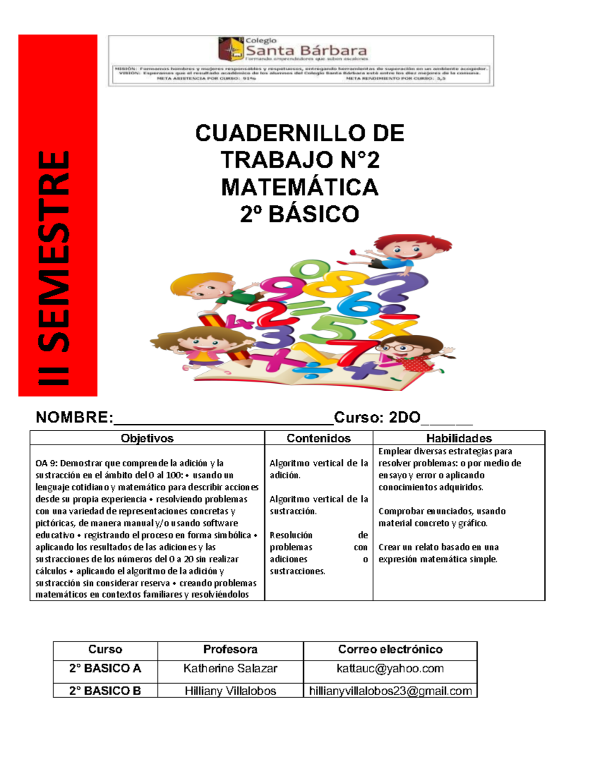 Cuadernillo N2 Matematicas Ii Semestre Segundo Basico Cuadernillo De