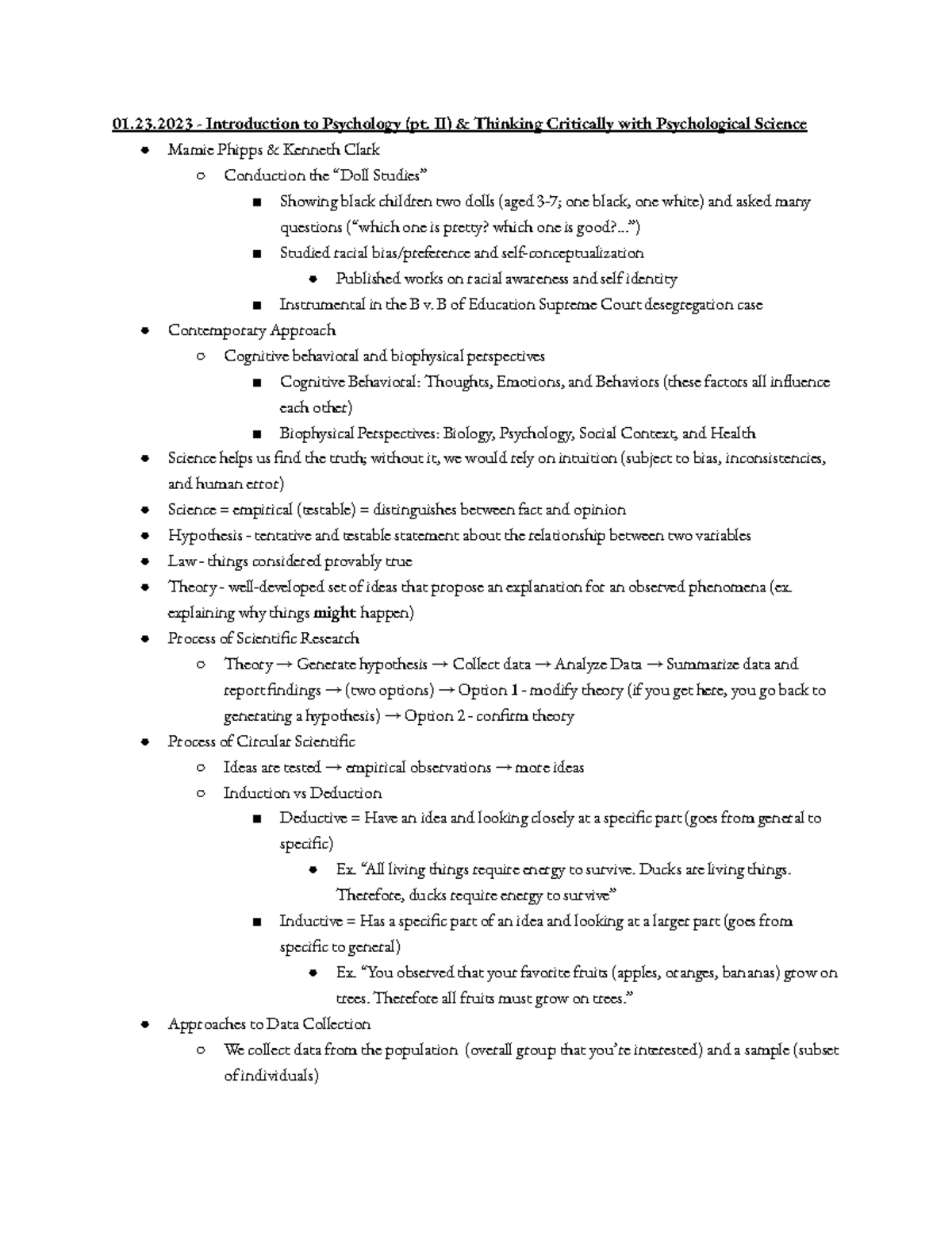 Lecture 2 General Psychology Notes - 01.23 - Introduction to Psychology ...