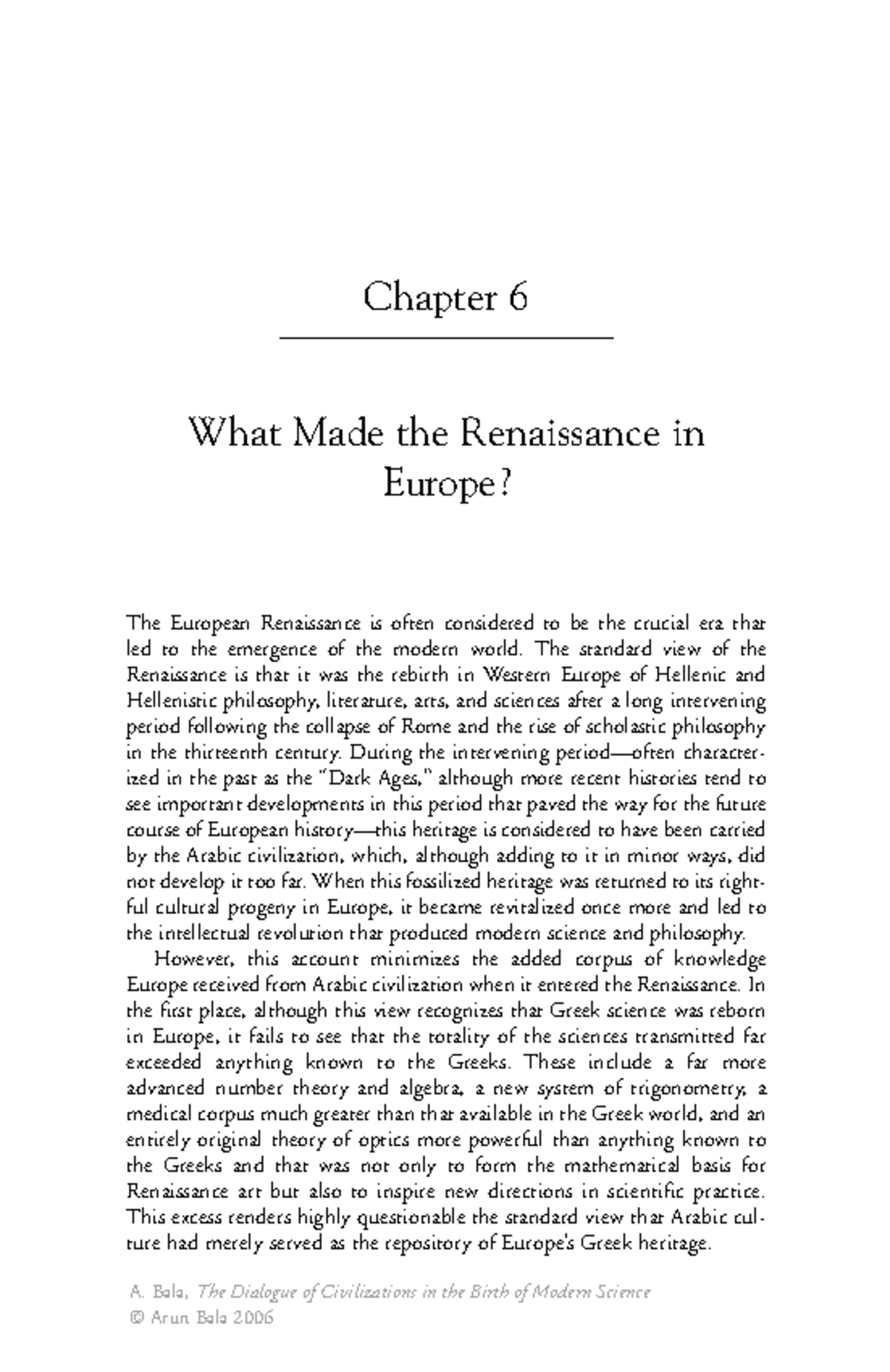 Bala (2006 ) Chapter 6 What Made The Renaissance In Europe - Chapter 6 ...