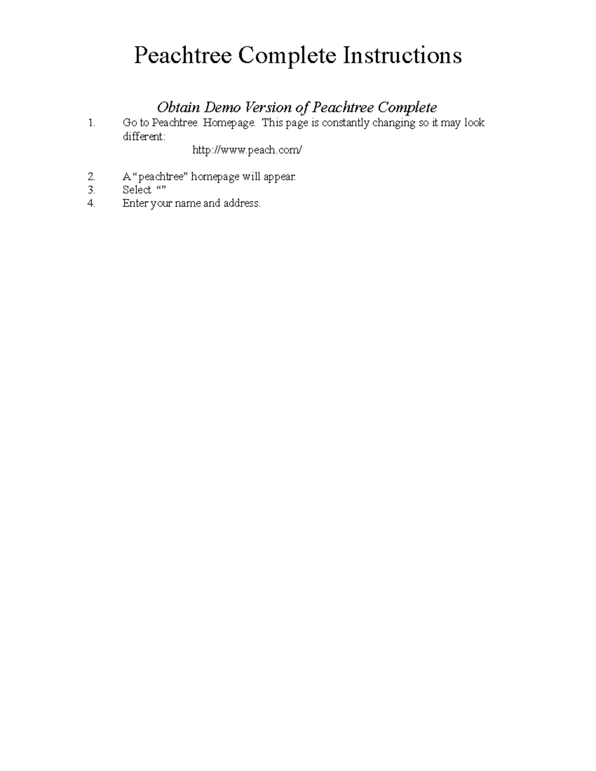 Peachtree Complete Instructions - Peachtree Complete Instructions ...