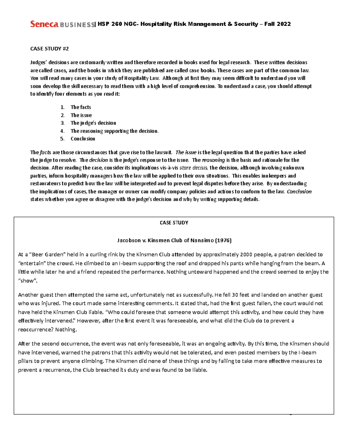 HSP260 - Case Study #2 - CASE STUDY Judges’ decisions are customarily ...