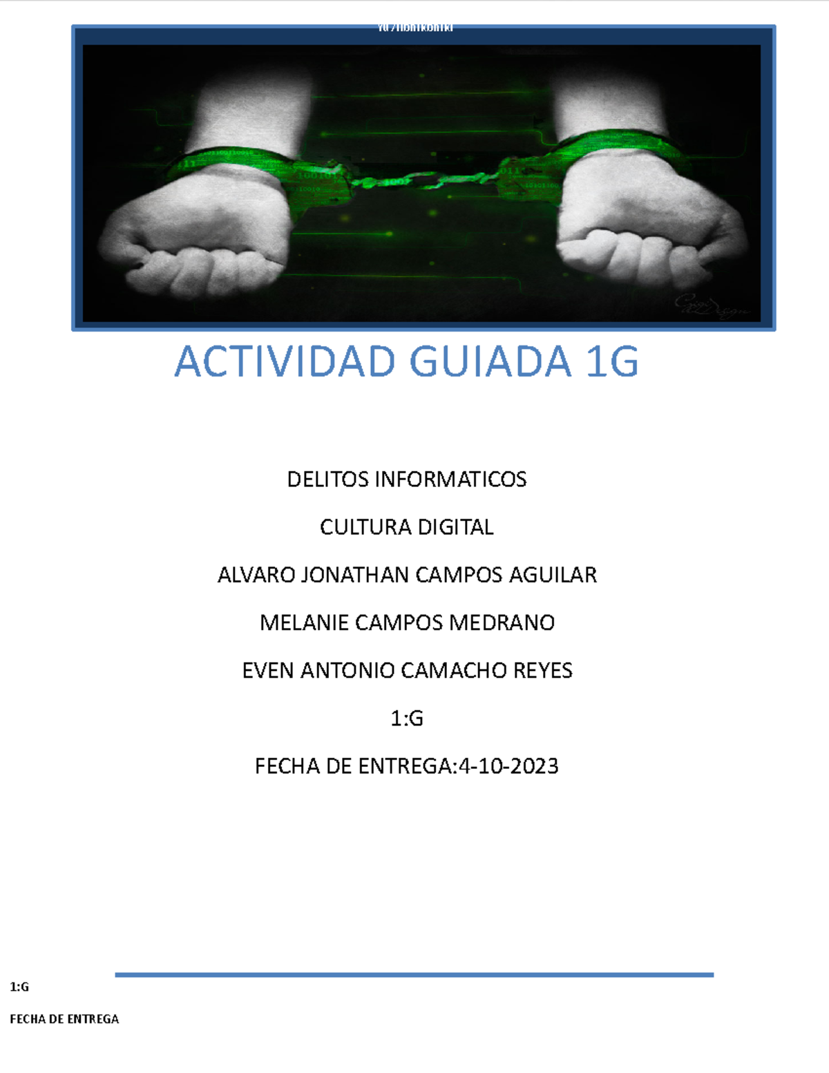 Actividad Guiada 1G - NO SE - [Escriba el subtítulo del documento] Contenid 1:G FECHA DE ENTREGA ...