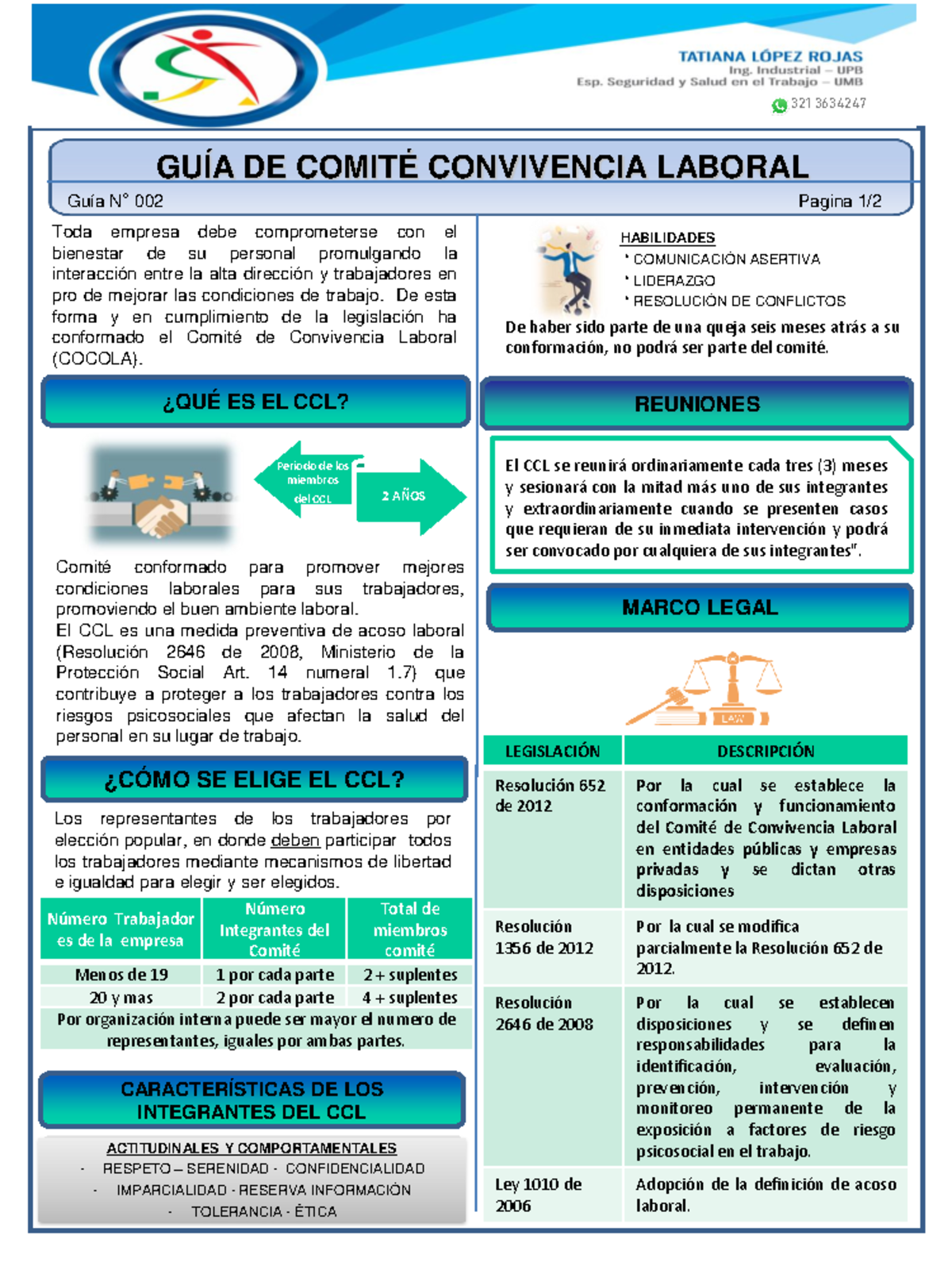 Guía 002. CCL - Comité de convivencia laboral - ¿QUÉ ES EL CCL? GUÍA DE COMITÉ CONVIVENCIA ...