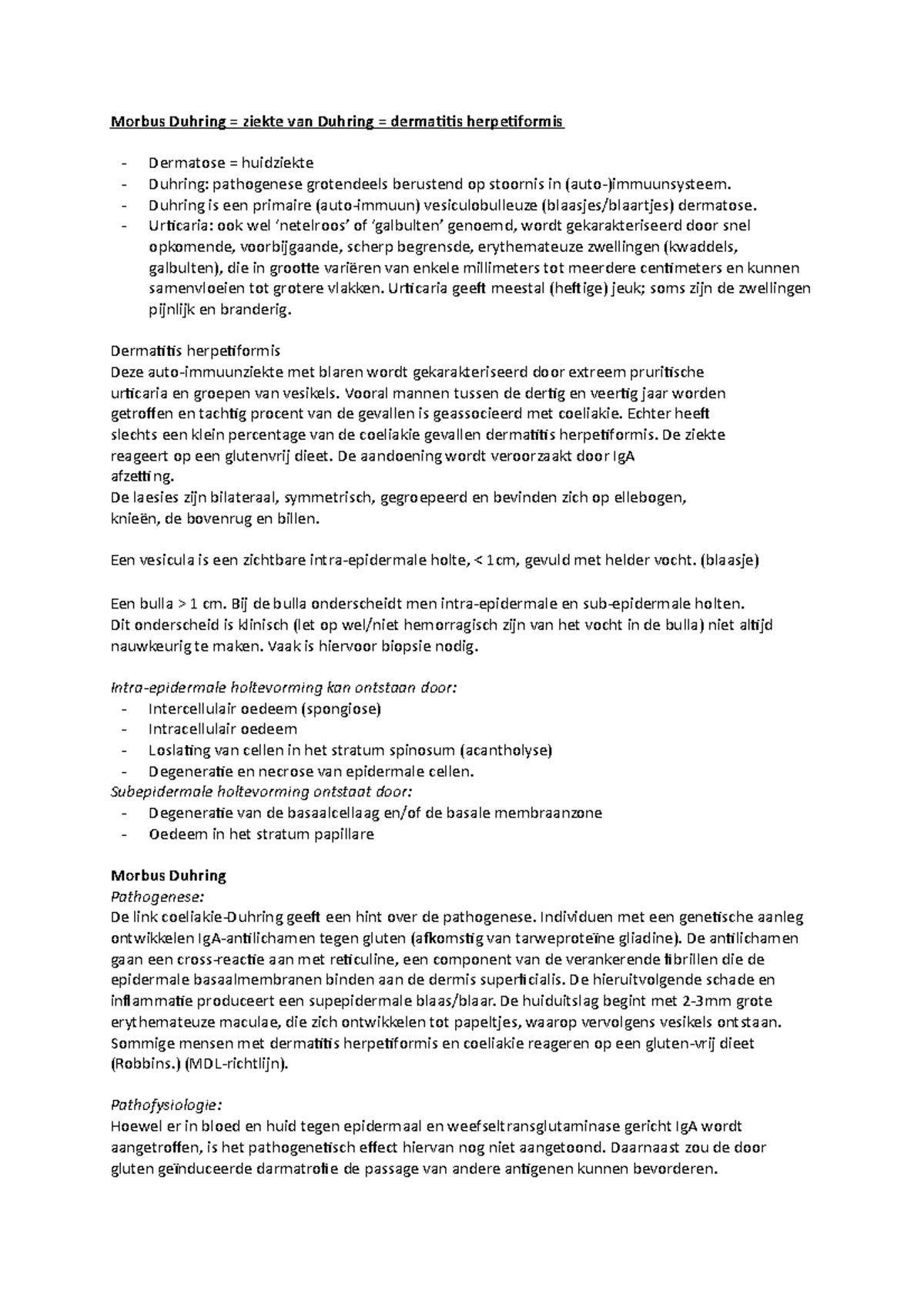 Morbus Duhring - Duhring is een primaire (auto-immuun) vesiculobulleuze ...