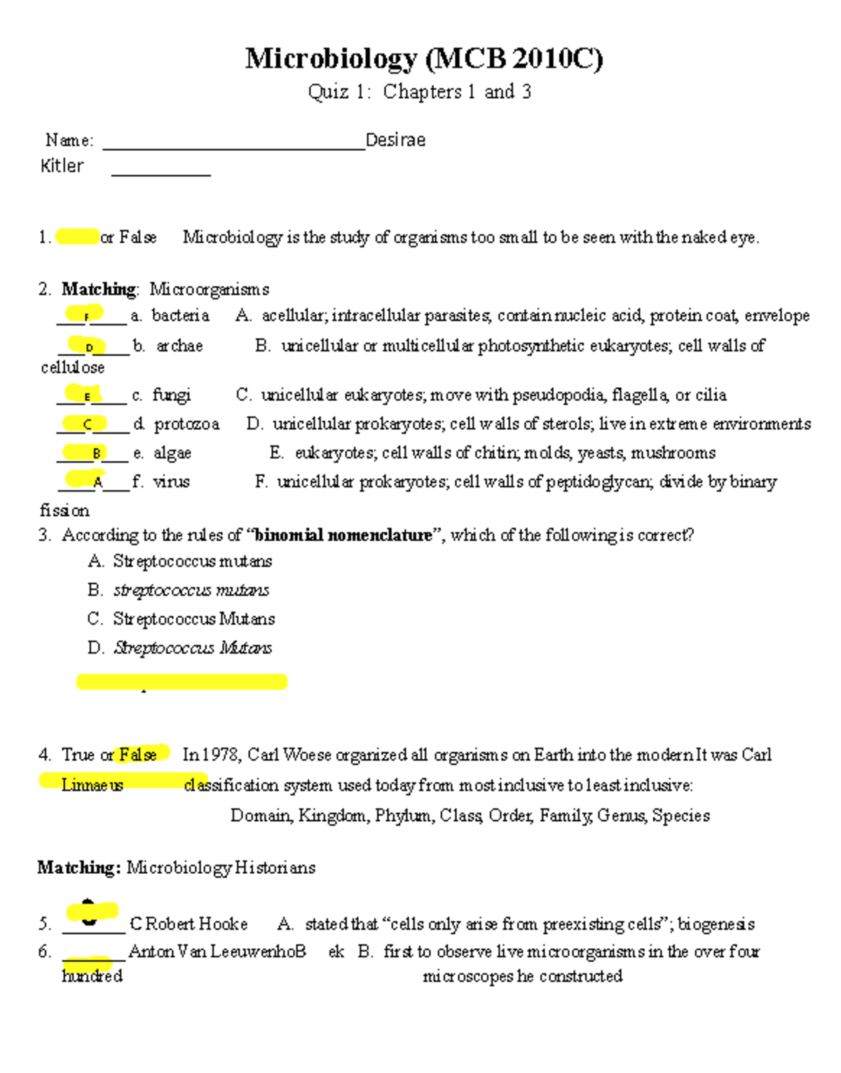 Quiz 1: Microbiology (MCB 2010C) Lecture Notes - Microbiology (MCB ...