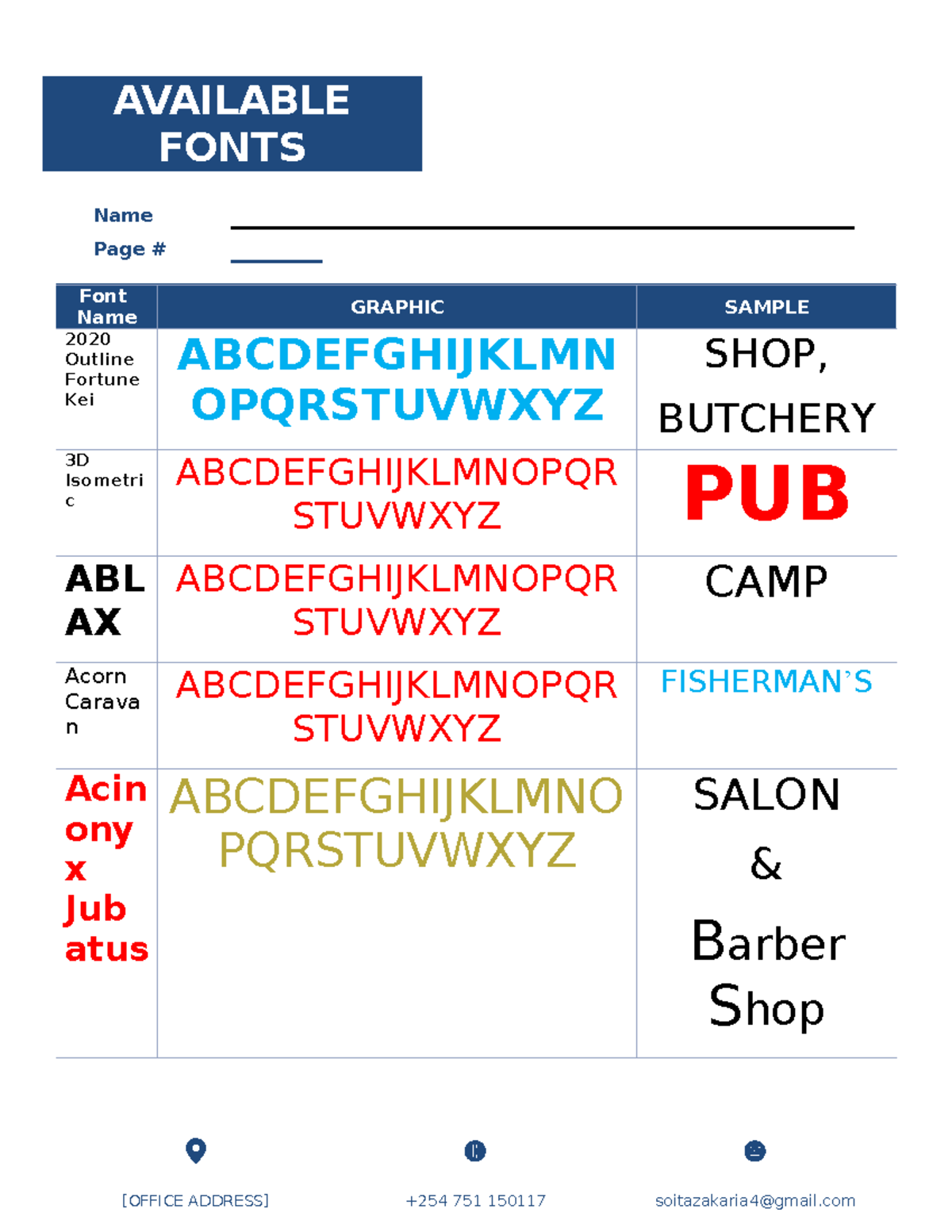 ZACK'S FONT LIST - good and acturate - AVAILABLE FONTS Name Page Font ...