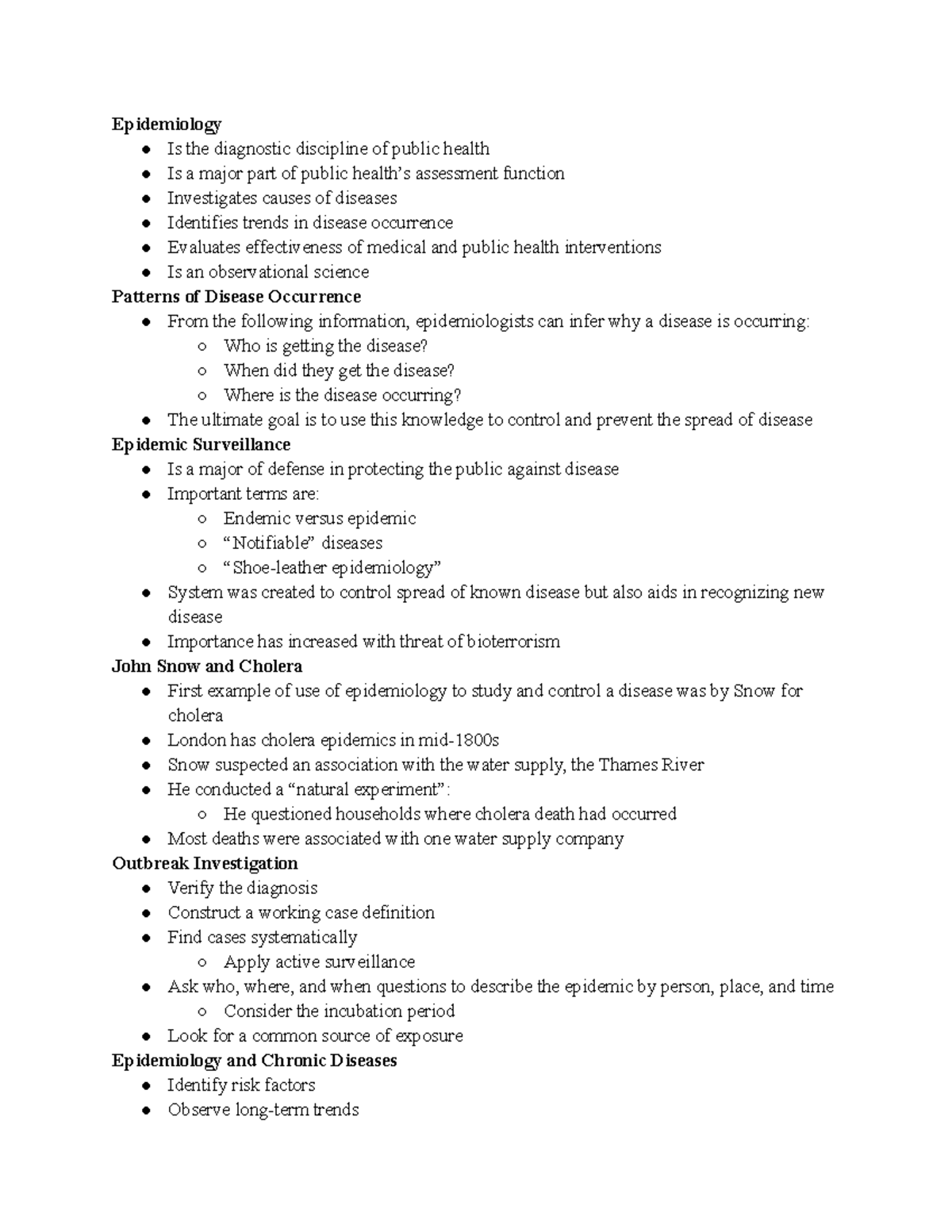 Ch. 4 - Epidemiology - Notes from PP slides - Epidemiology Is the ...