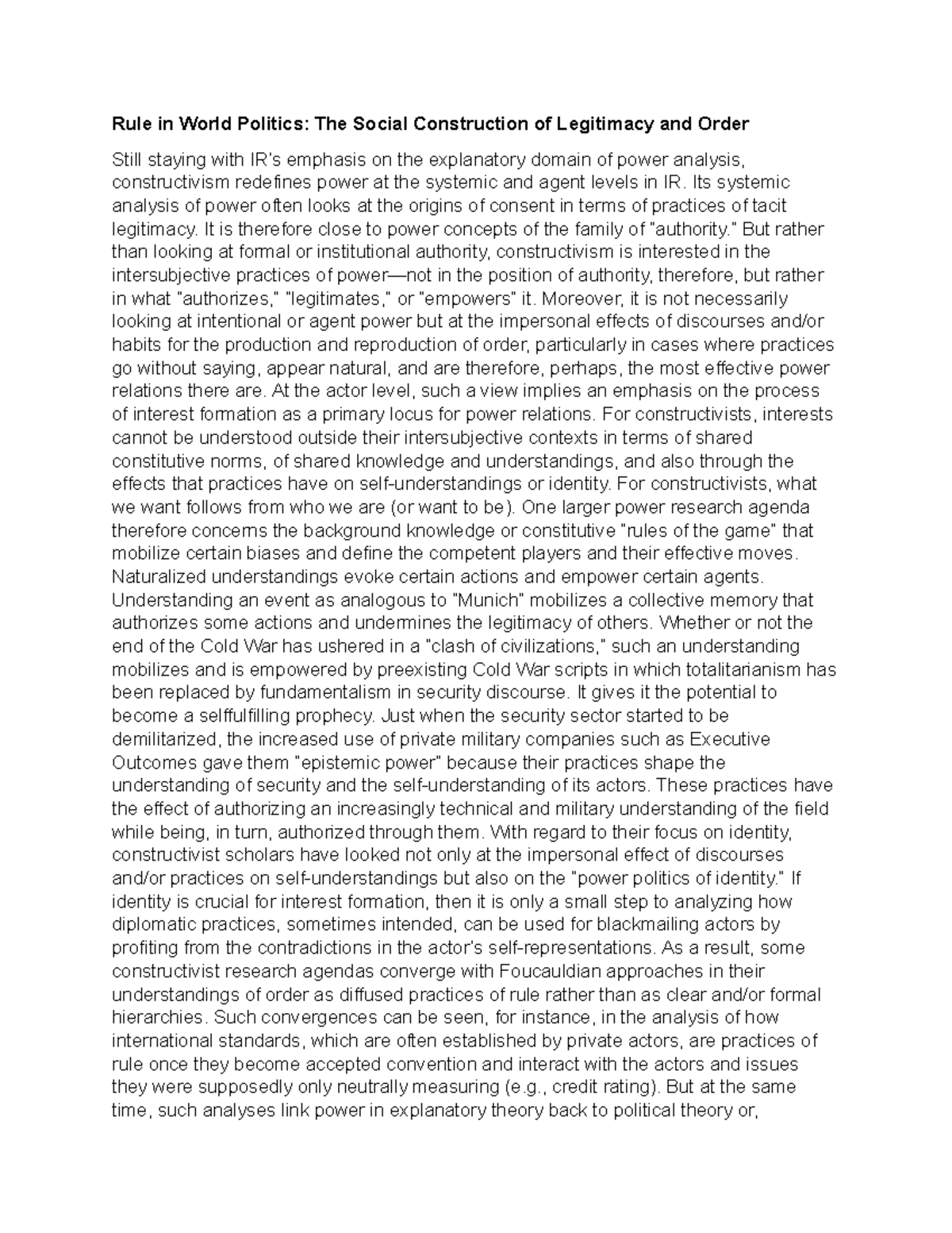 Rule in World Politics - Its systemic analysis of power often looks at ...