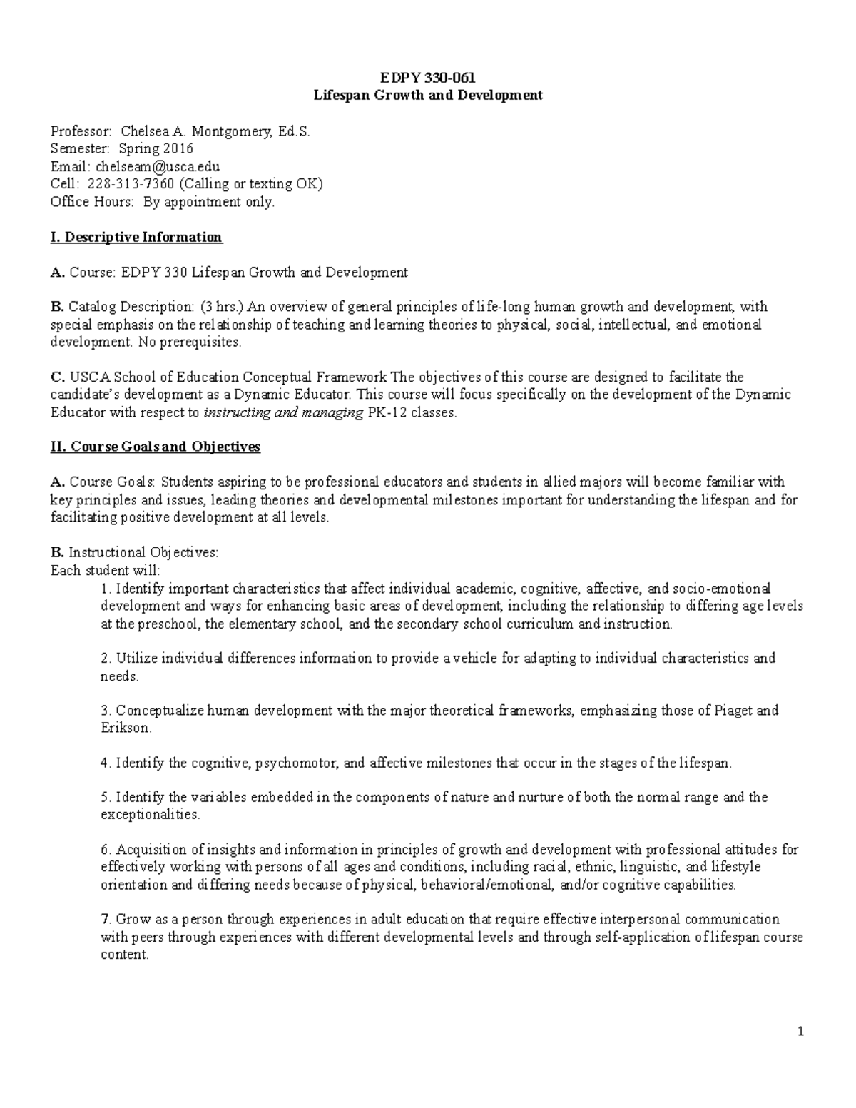Spring 2016 EDPY Syllabus 330 - EDPY 330-061 Lifespan Growth and ...