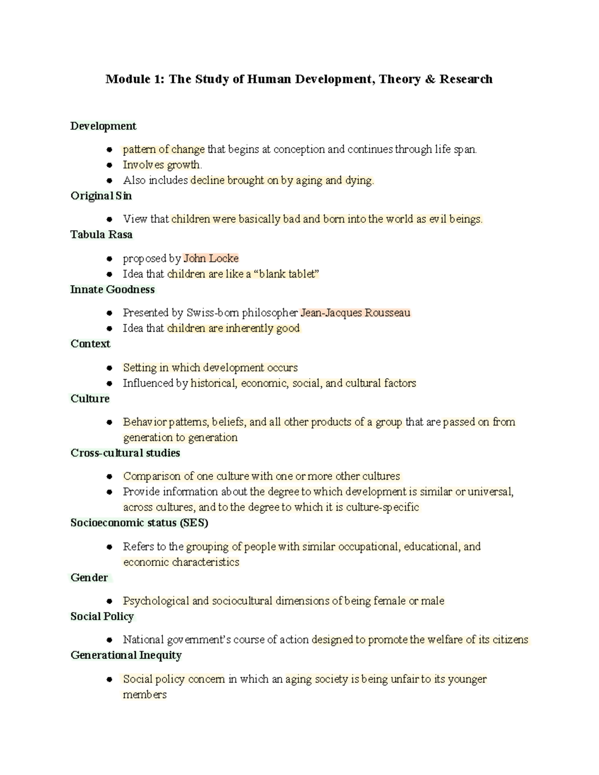 Module 1 - babahhshshsh - Module 1: The Study of Human Development ...