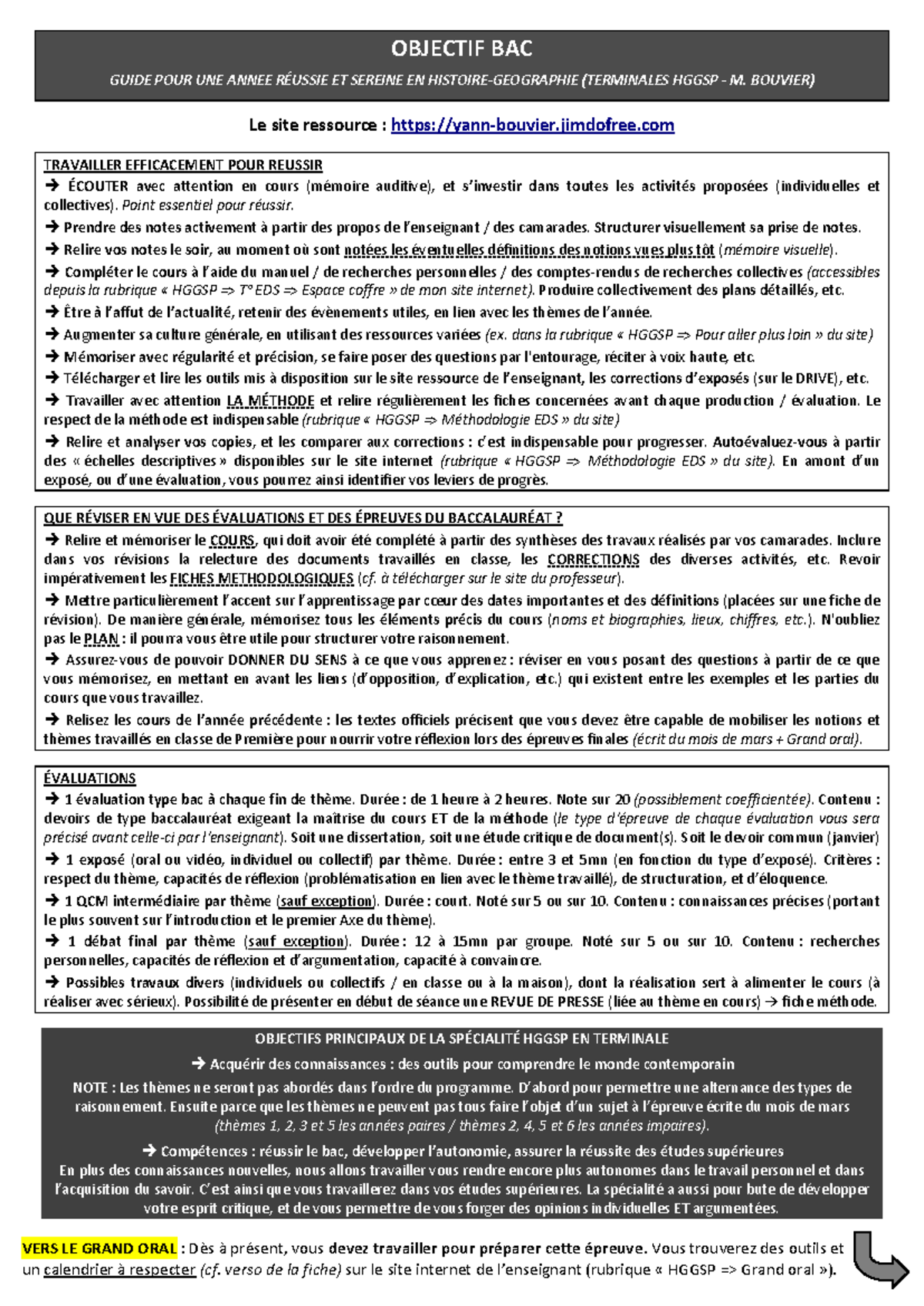 Fiche Objectif Bac T° Hggsp (Eleve) - OBJECTIF BAC GUIDE POUR UNE ANNEE ...