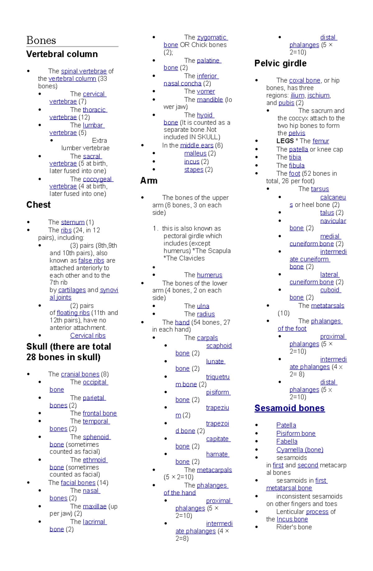 List of 206 Bones - Human Anatomy - Skeletal System - Bones Vertebral ...