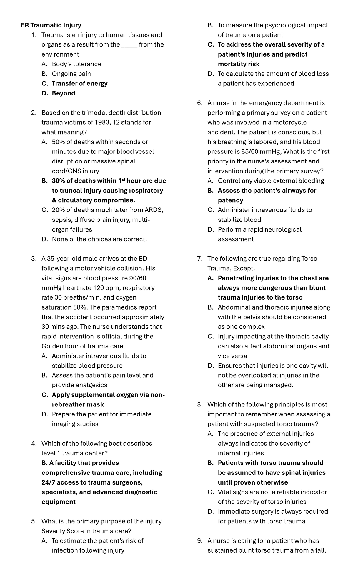 ER%20Traumatic%20Quiz%20Injury - ER Traumatic Injury 1. Trauma is an ...