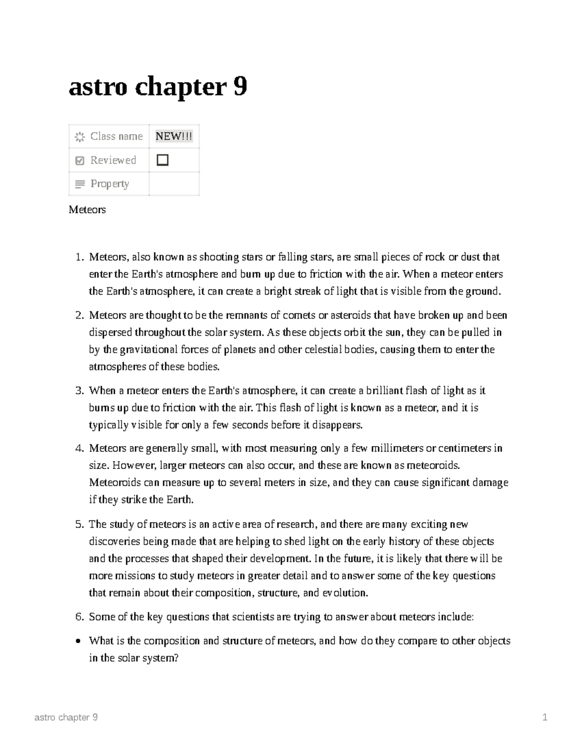 Astro chapter 9 - astro chapter 9 Class name NEW!!! Reviewed Property ...