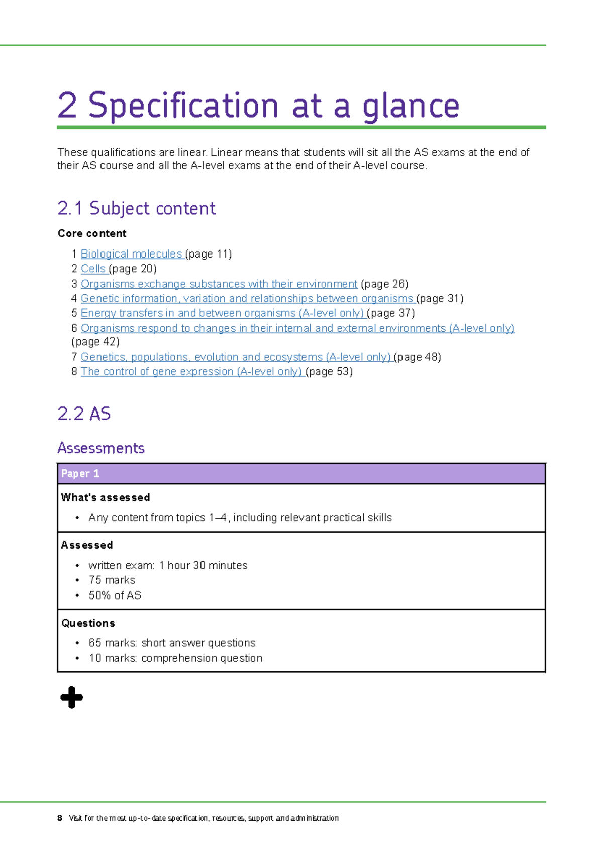 AS and A-level Biology Specification Specifications for first teaching ...