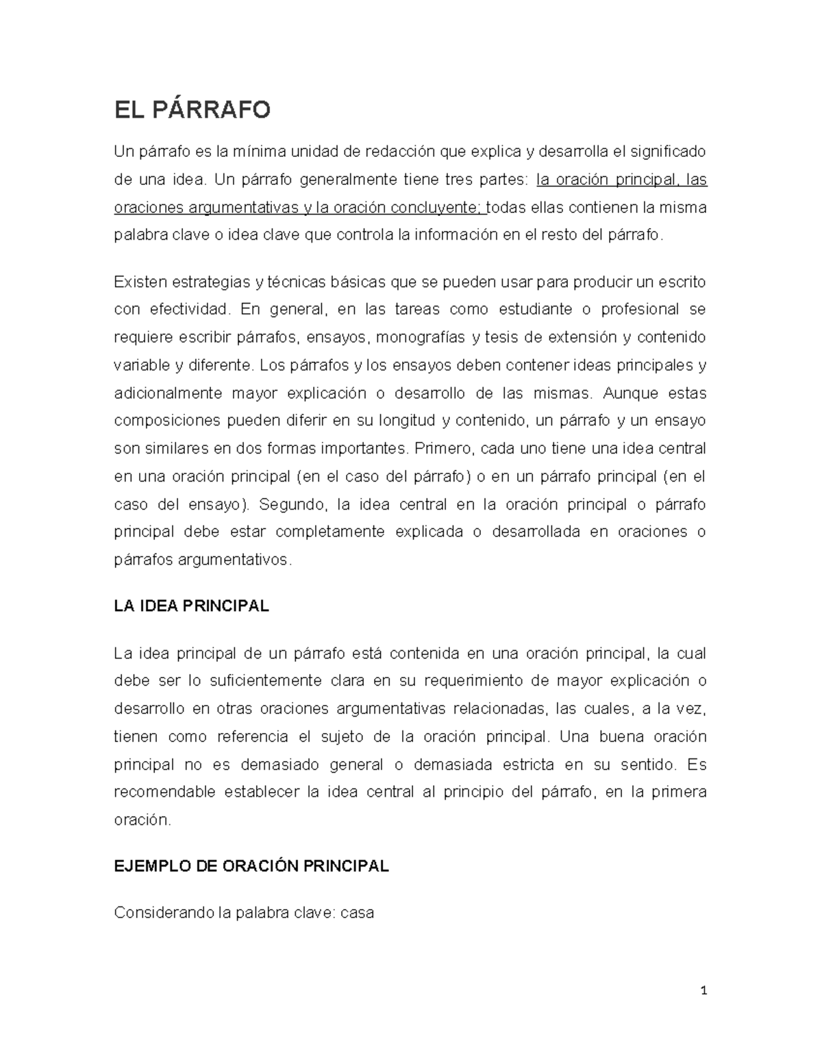 EL Parrafo - EL PÁRRAFO Un párrafo es la mínima unidad de redacción que ...