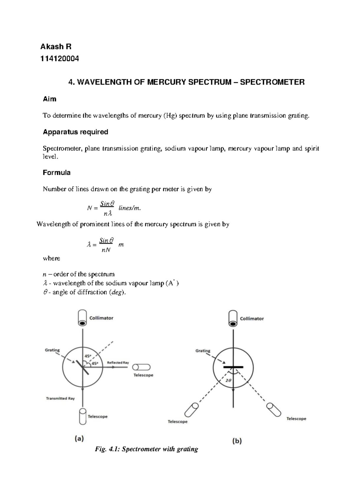 11412000 4-EXP4 - Physics lab - Akash R 114120004 4. WAVELENGTH OF ...