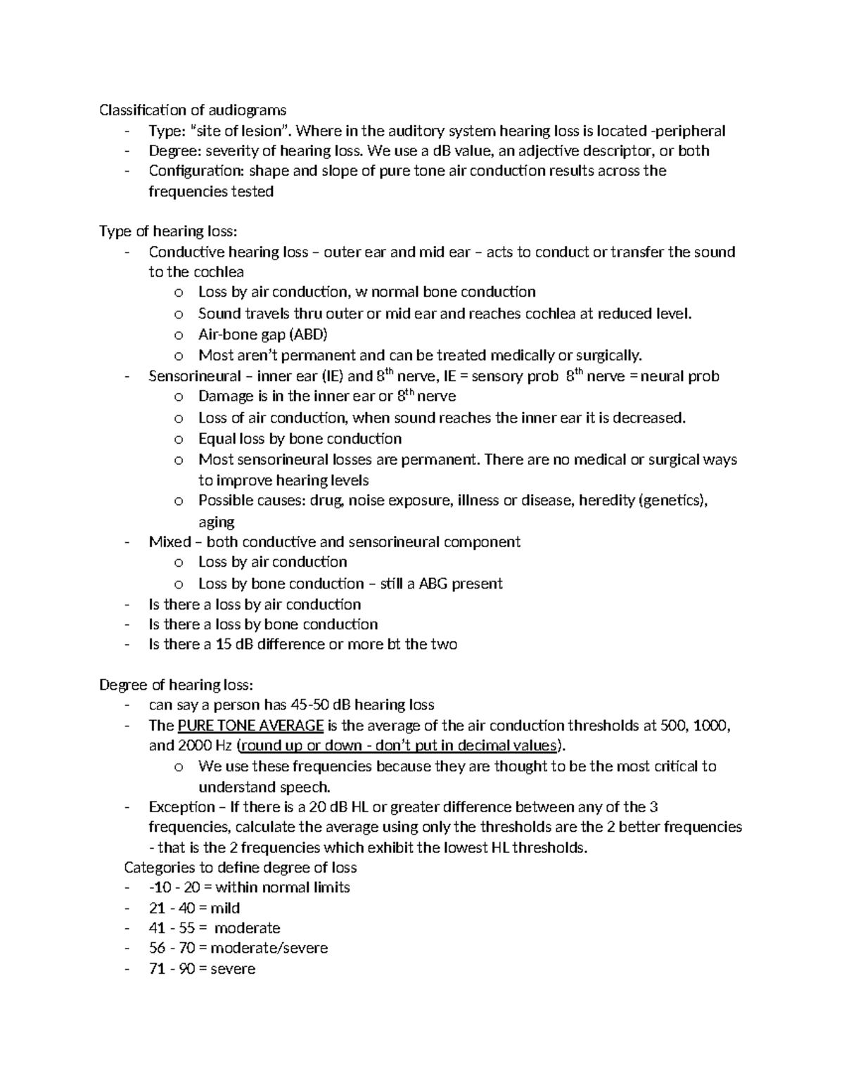 Classification of audiograms: hearing loss - Classification of ...