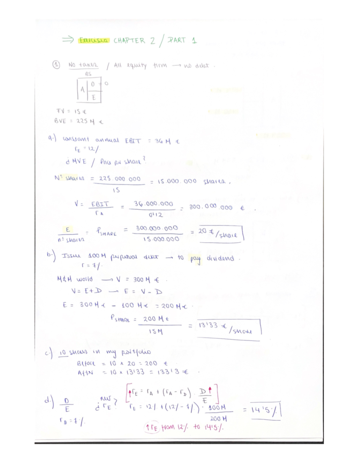 Exercises Chapter II Part I - Dirección Financiera - Studocu