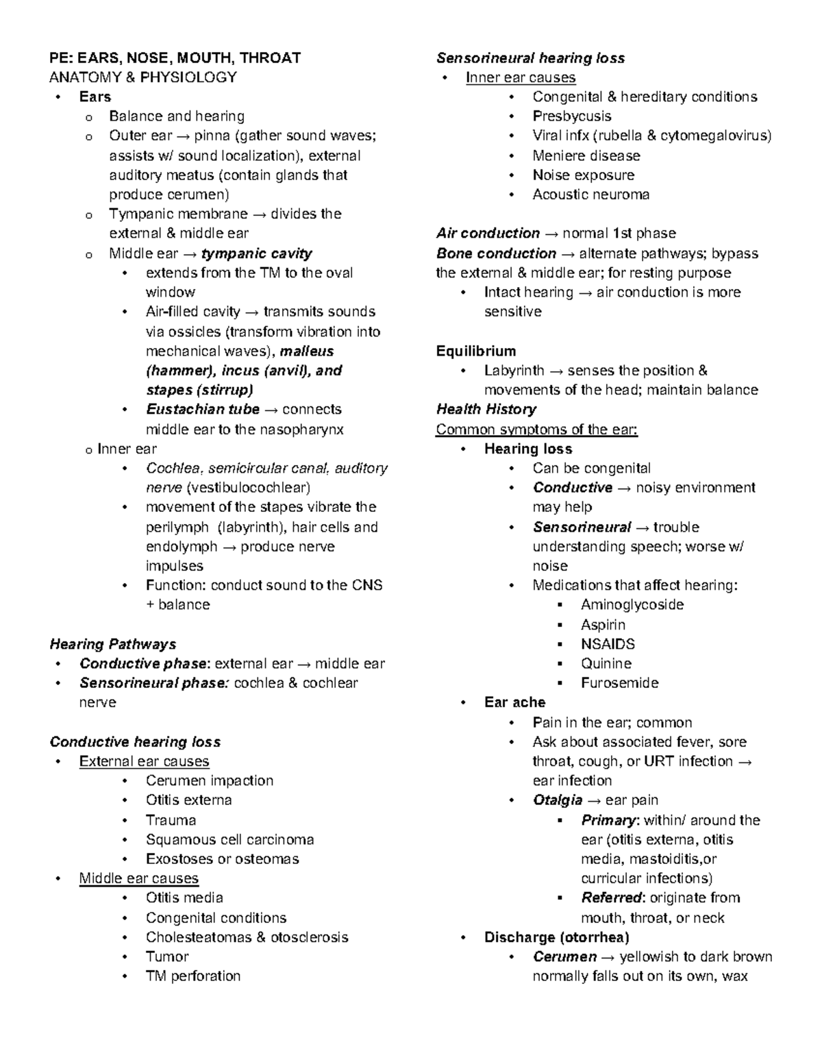 PE EARS NOSE Mouth Throat - PE: EARS, NOSE, MOUTH, THROAT ANATOMY ...