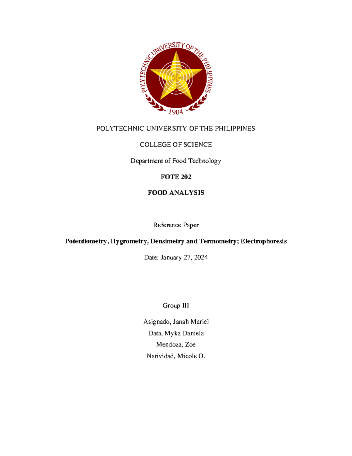 Reference paper - POLYTECHNIC UNIVERSITY OF THE PHILIPPINES COLLEGE OF ...