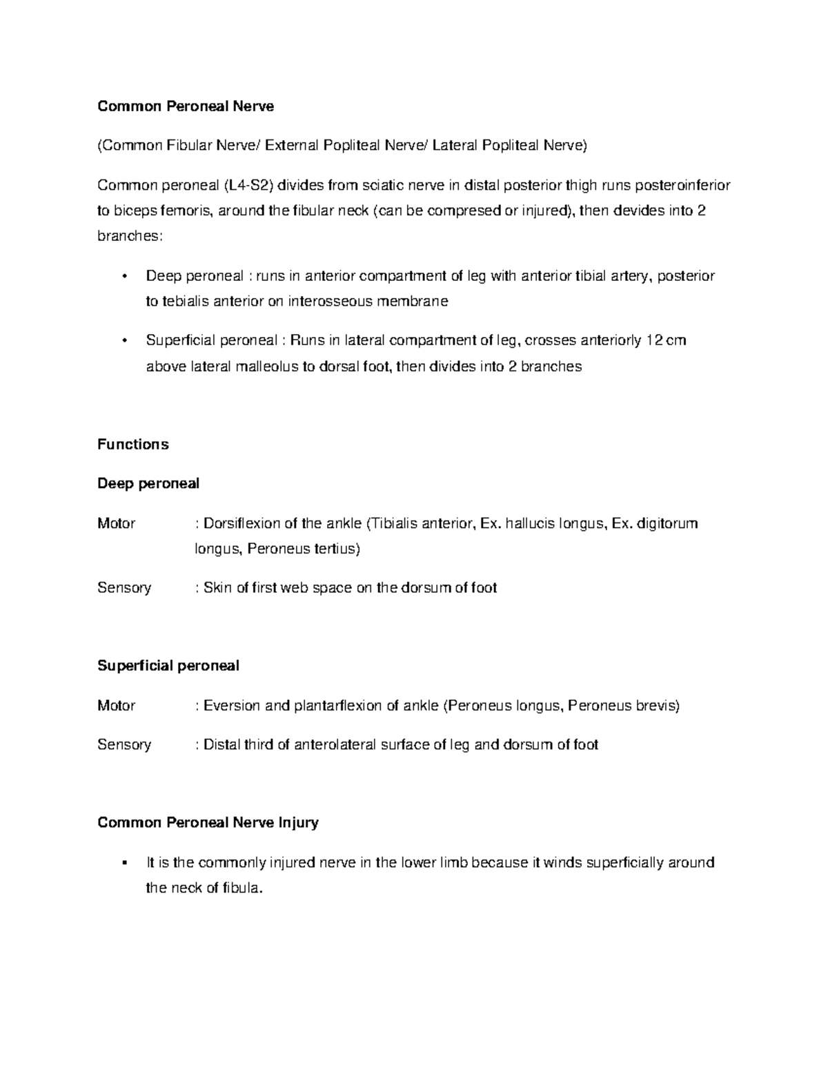 Common Peroneal Nerve Injury - Common Peroneal Nerve (Common Fibular ...