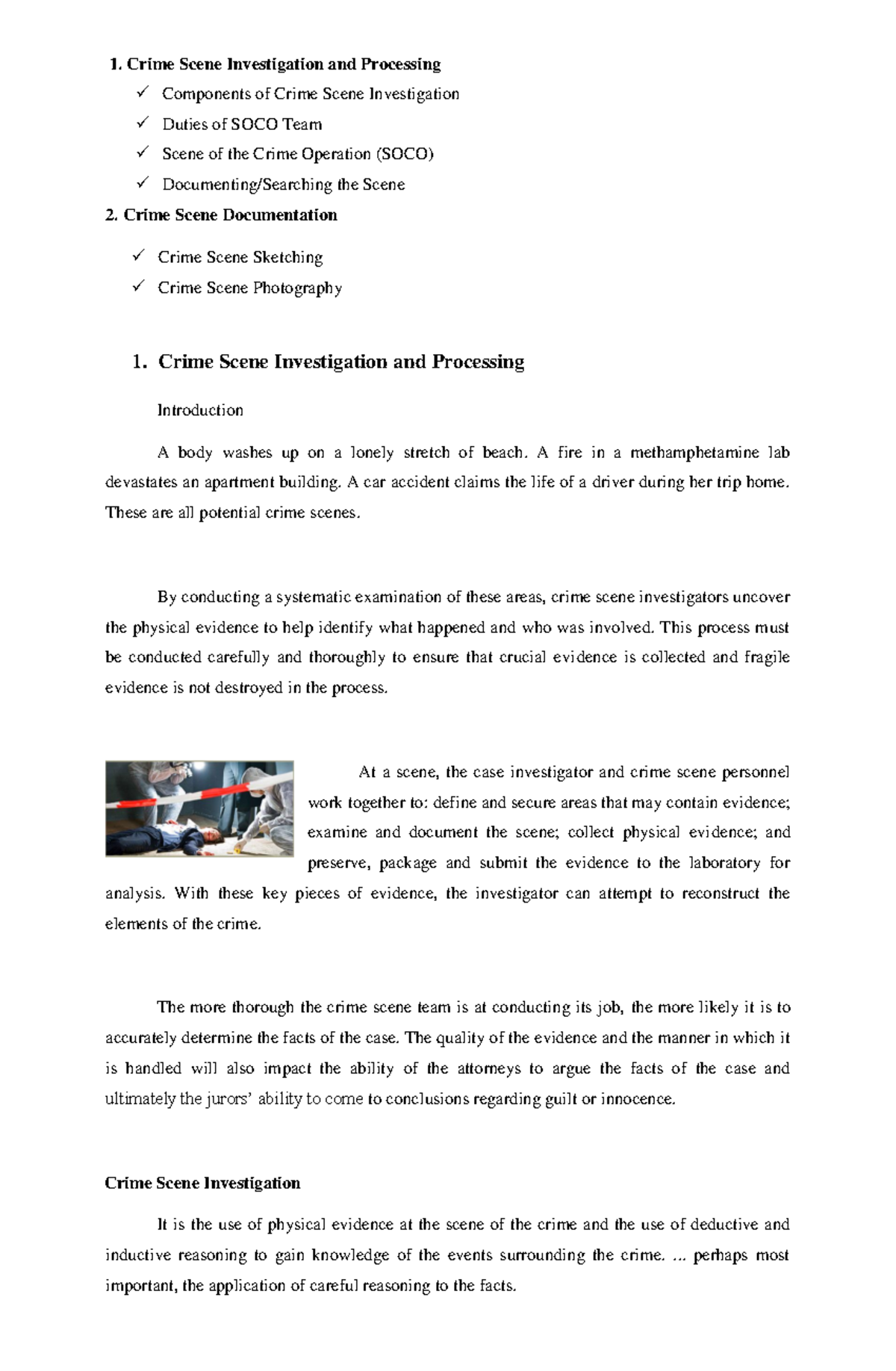 Learning Materials 1.2 Scene of Crime Operations - Crime Scene ...