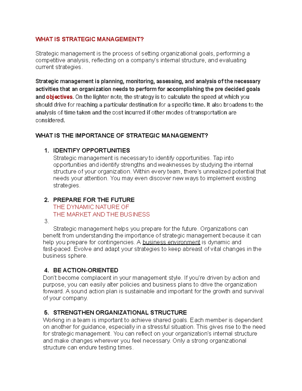Strat Management CHAP2 - WHAT IS STRATEGIC MANAGEMENT? Strategic ...