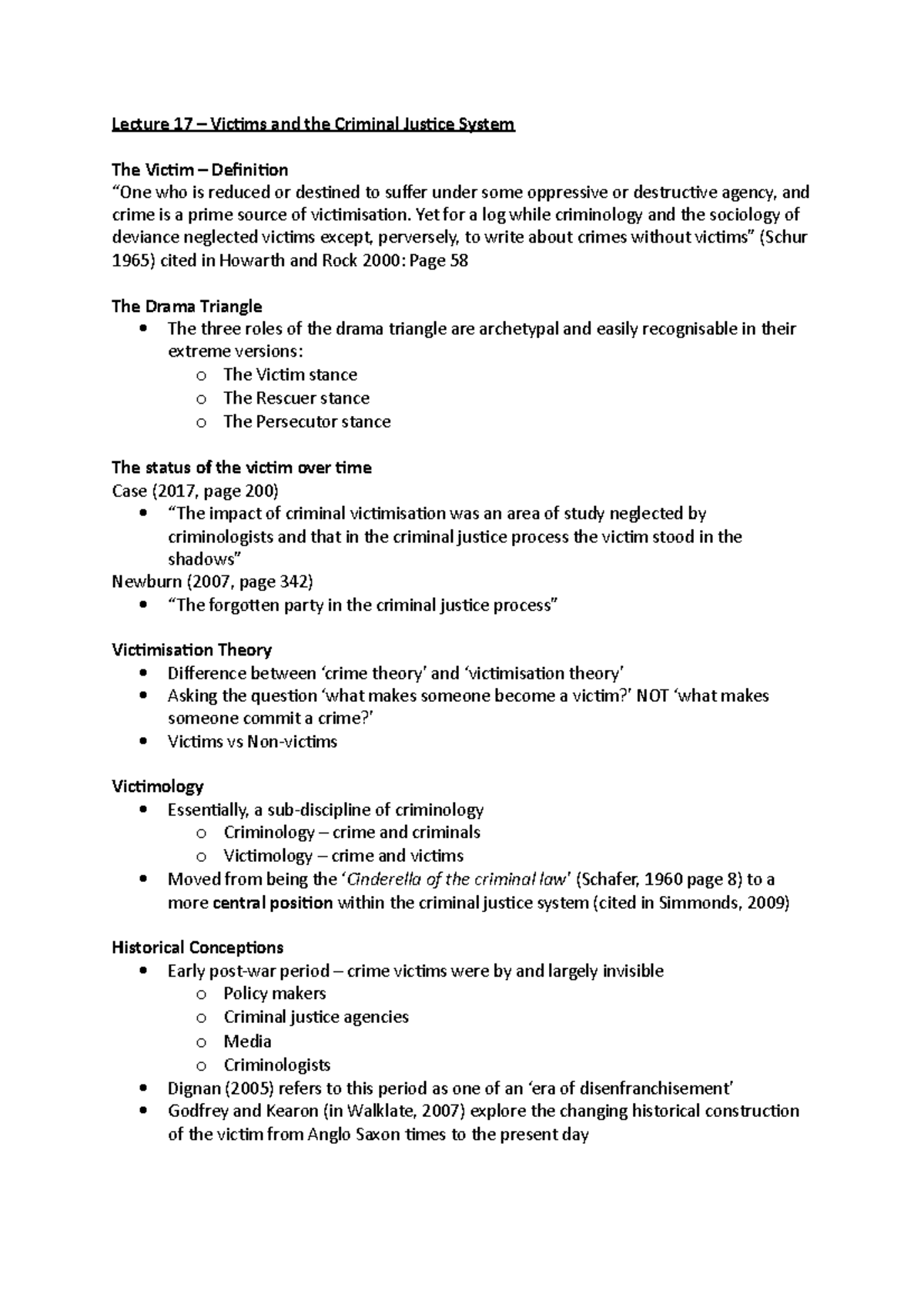 Lecture 17 - Lecture 17 – Victims and the Criminal Justice System The ...