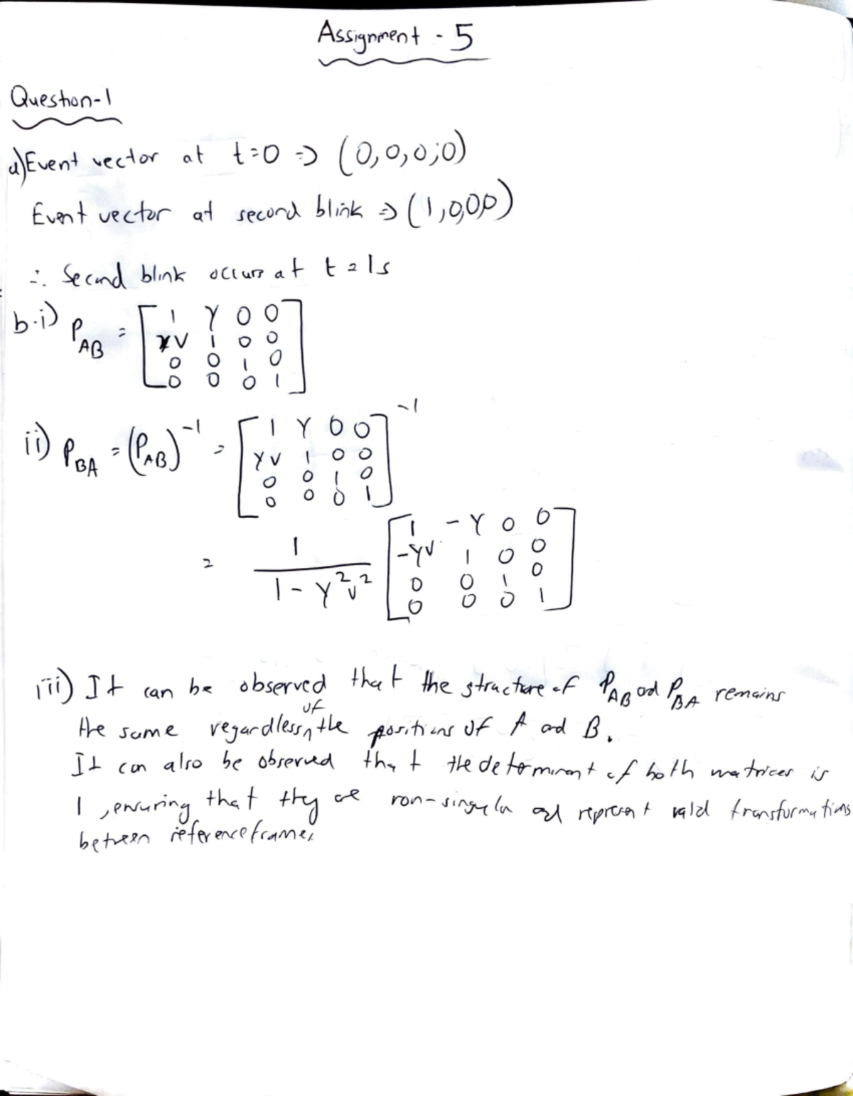 Assignment 5-Linear Algebra - O"' e-hc ()- £ \Jf!.