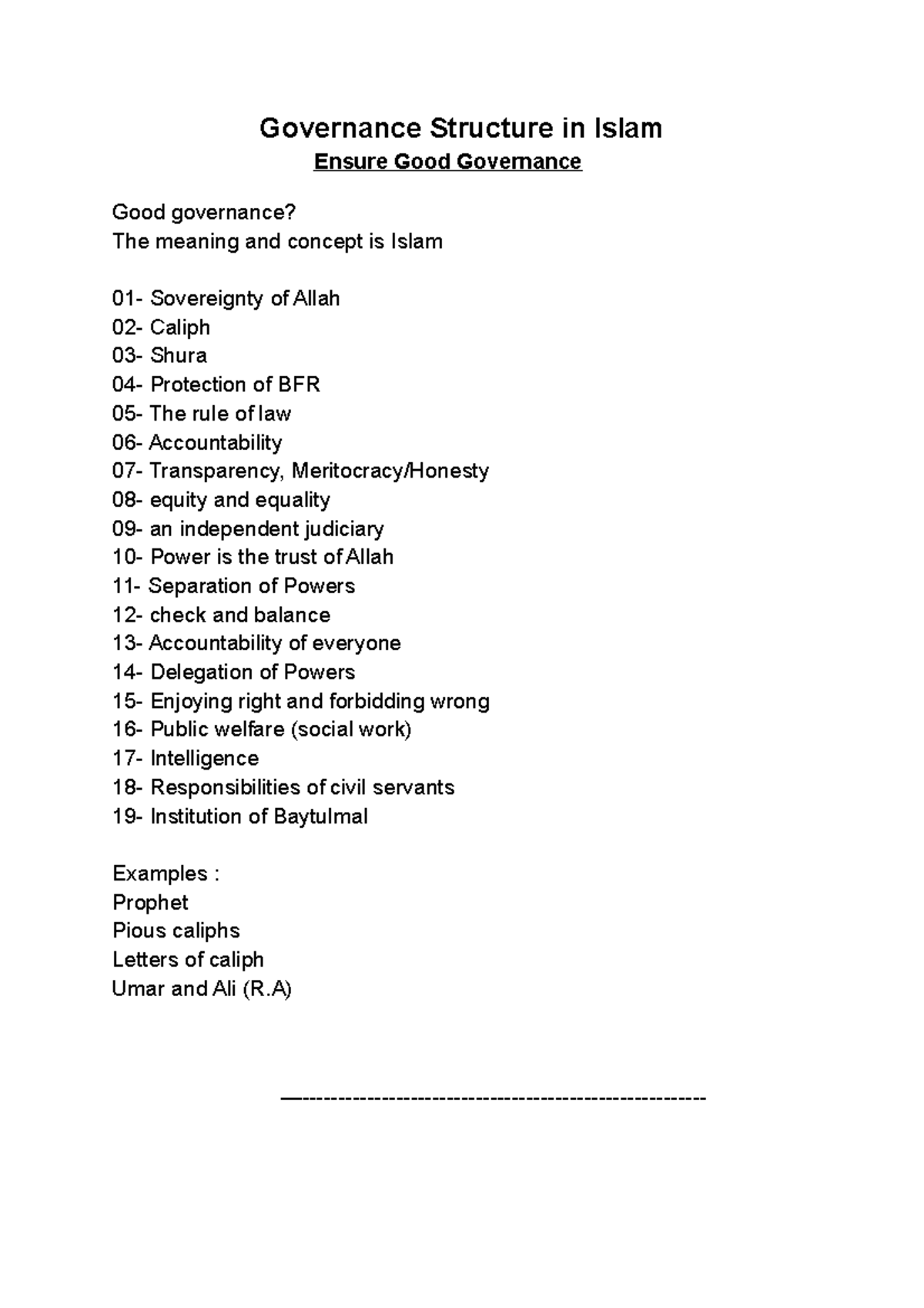 Governance Structure in Islam - Governance Structure in Islam Ensure ...