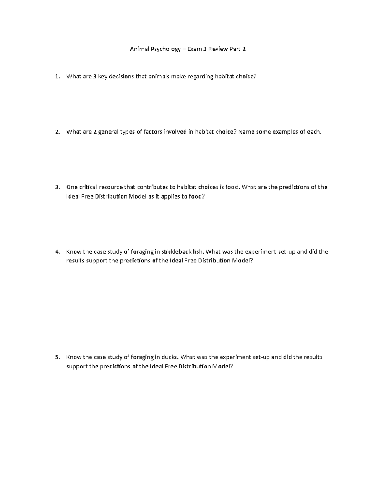 Animal Psychology Exam 3 Review Part 2 - Animal Psychology – Exam 3 ...