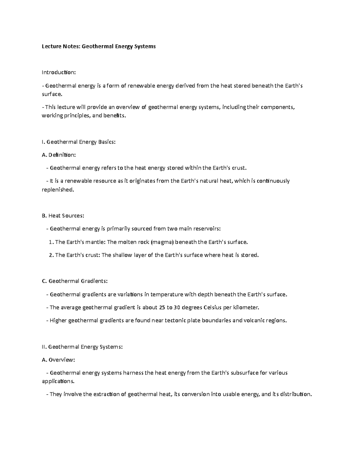 Lecture Notes: Geothermal Energy Systems - Lecture Notes: Geothermal ...