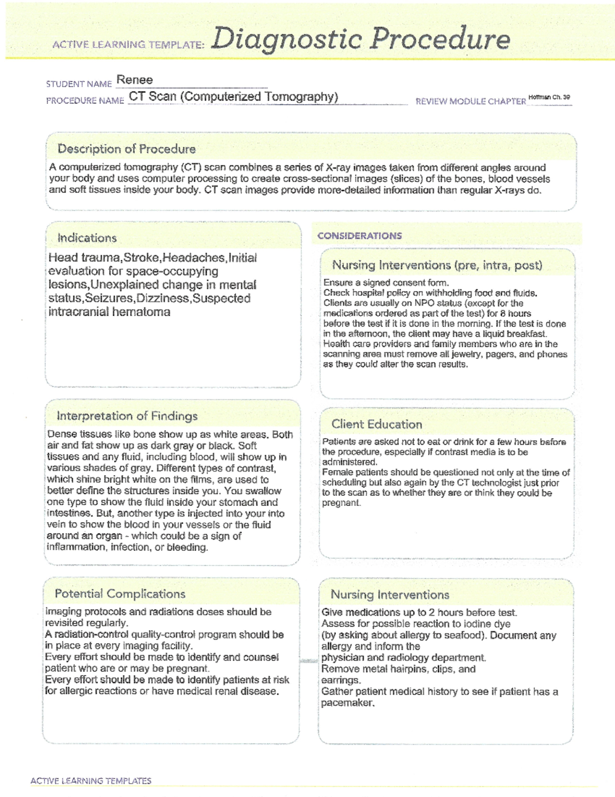 CTtemplate - ati - NUR 155 - Studocu