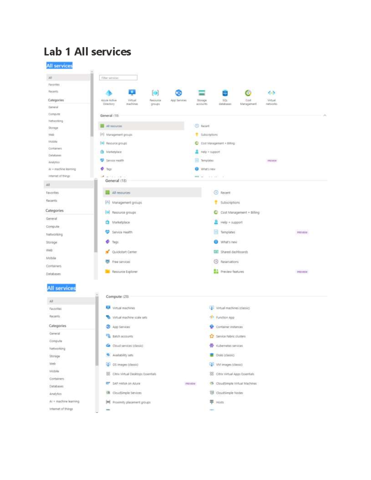 Cloud Lab Report - Lab 1 All services Create Resource group: Give the ...
