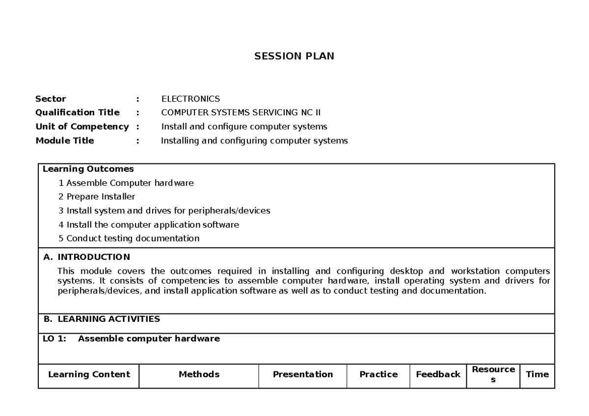 3 Session Plan - guide - SESSION PLAN Sector : ELECTRONICS ...
