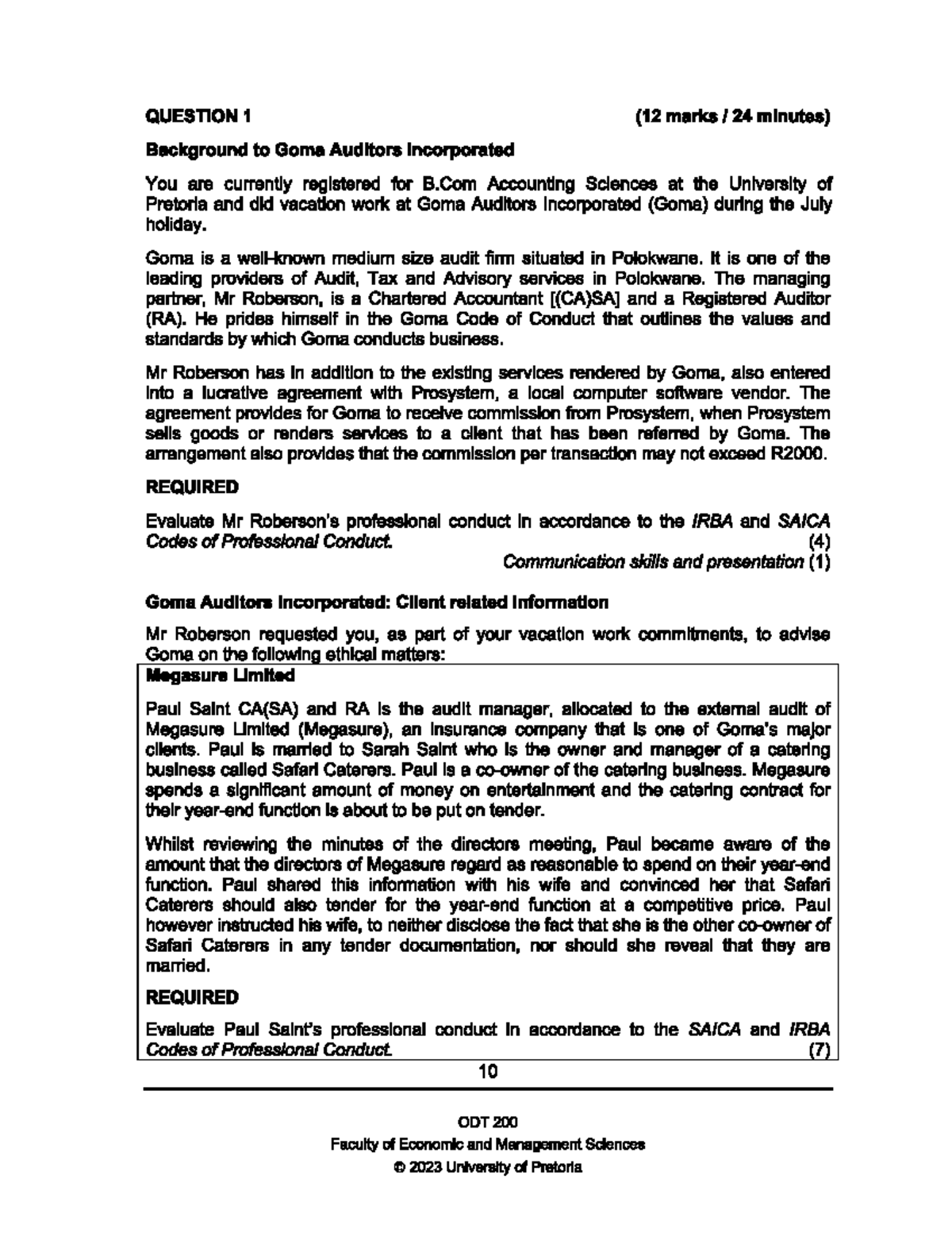 Irba question - ODT 200 - Studocu