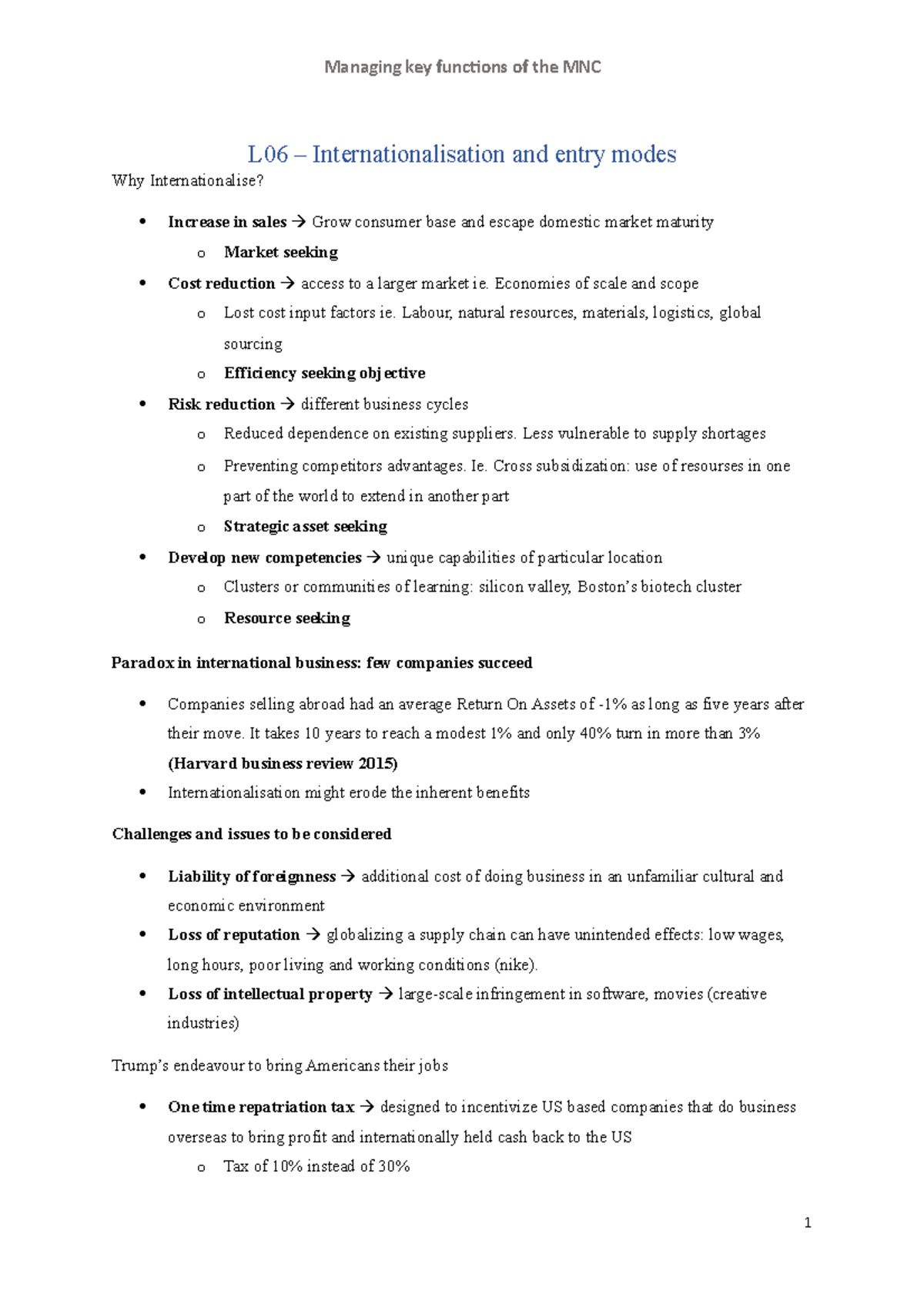 00 – Managing key functions of the MNC - Managing key functions of the ...