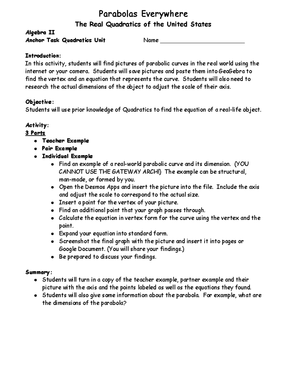 Parabolas Everywhere - Parabolas Everywhere The Real Quadratics of the ...