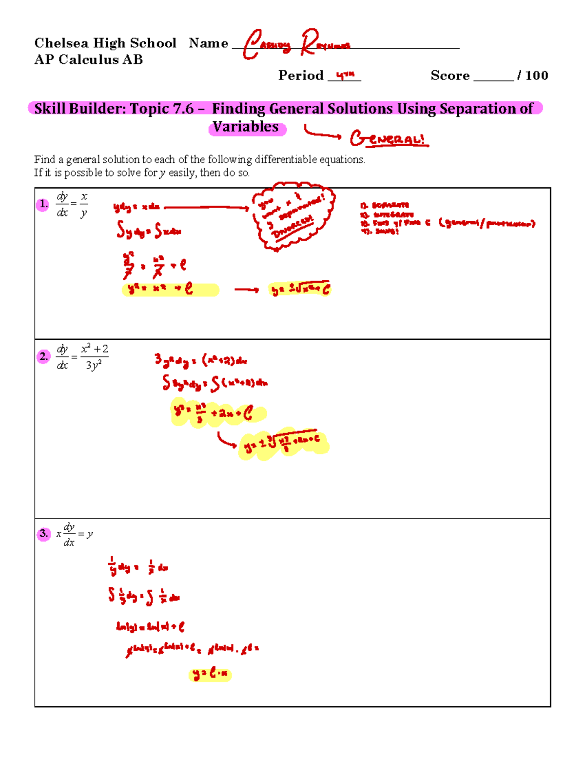 Skillbuilder 7.6/7.7 - Chelsea High School Name ...